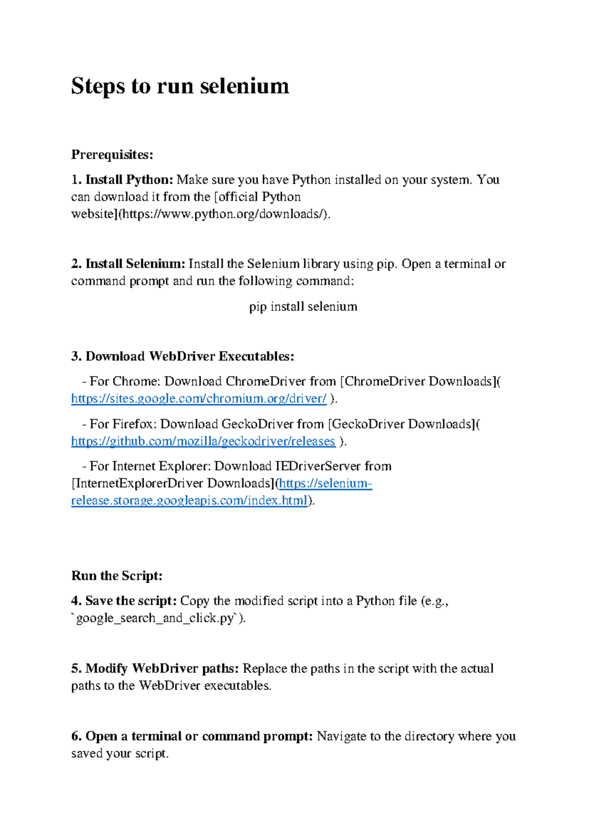 ST LAB Programs - Steps to run selenium Prerequisites: Install Python ...