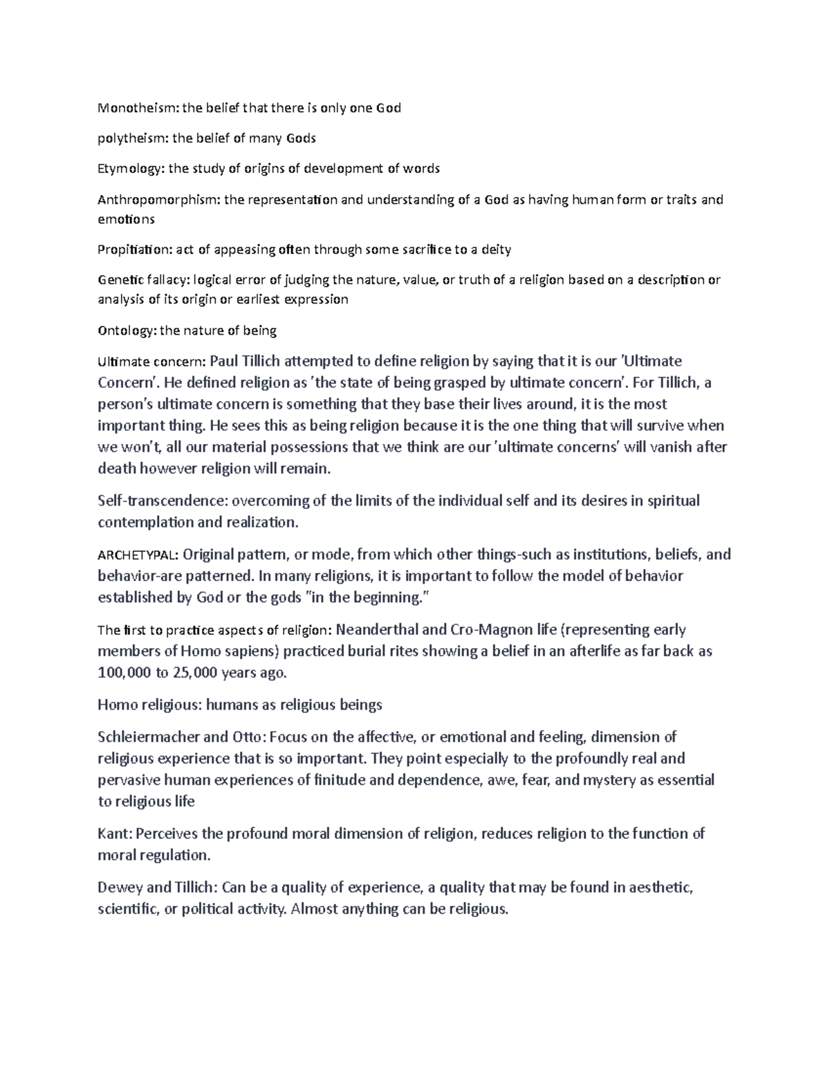 Intro to religion week 1 - Monotheism: the belief that there is only ...