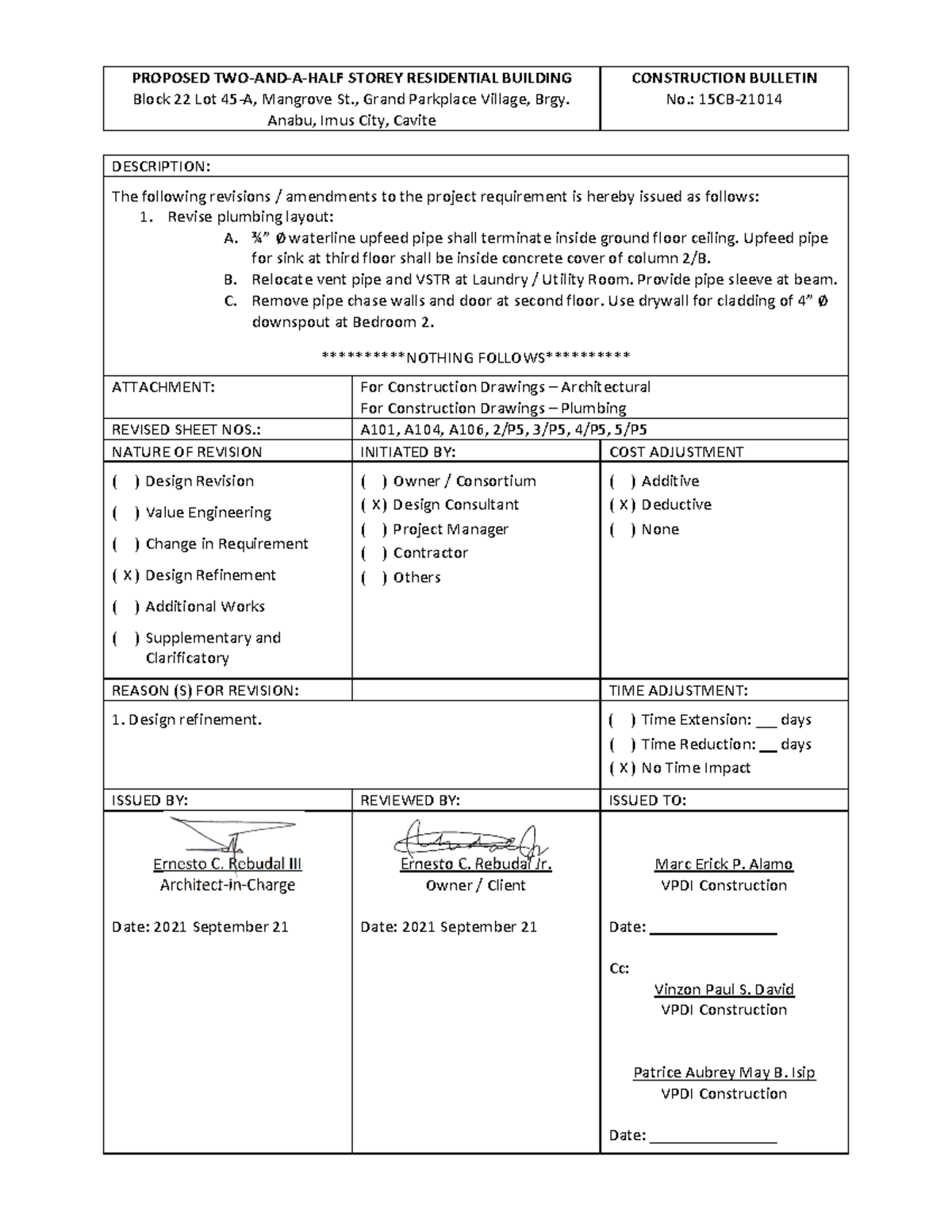 15CB-21014 - 15CB-21014 - PROPOSED TWO-AND-A-HALF STOREY RESIDENTIAL ...