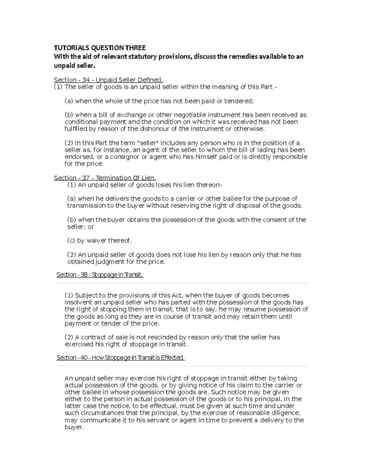 Tutorials Question Three - TUTORIALS QUESTION THREE With the aid of ...
