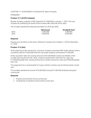 IA1 Chapter 16 - Accounting - CHAPTER 16: EQUITY INVESTMENTS (Dividends, share split and share ...