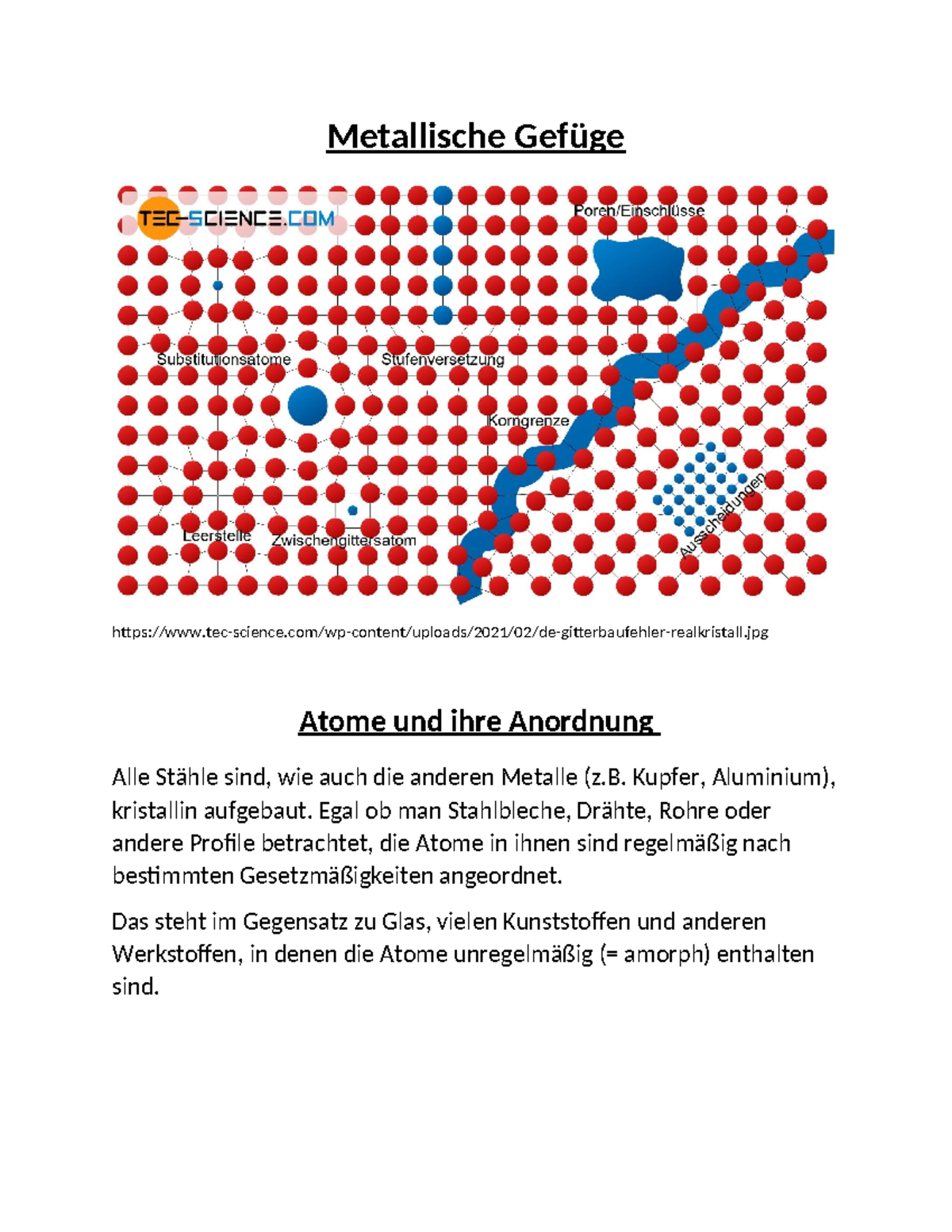 Gefüge - Zusammenfassung Werkstoffkunde - Metallische Gefüge - Studocu