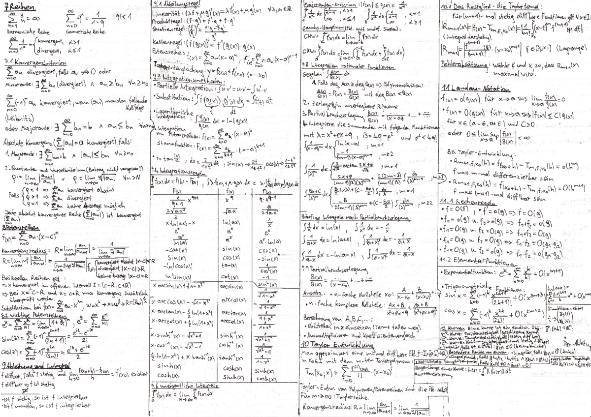 Analysis Formelsammlung - ELEM. i ("4:002/14 M “ C(u