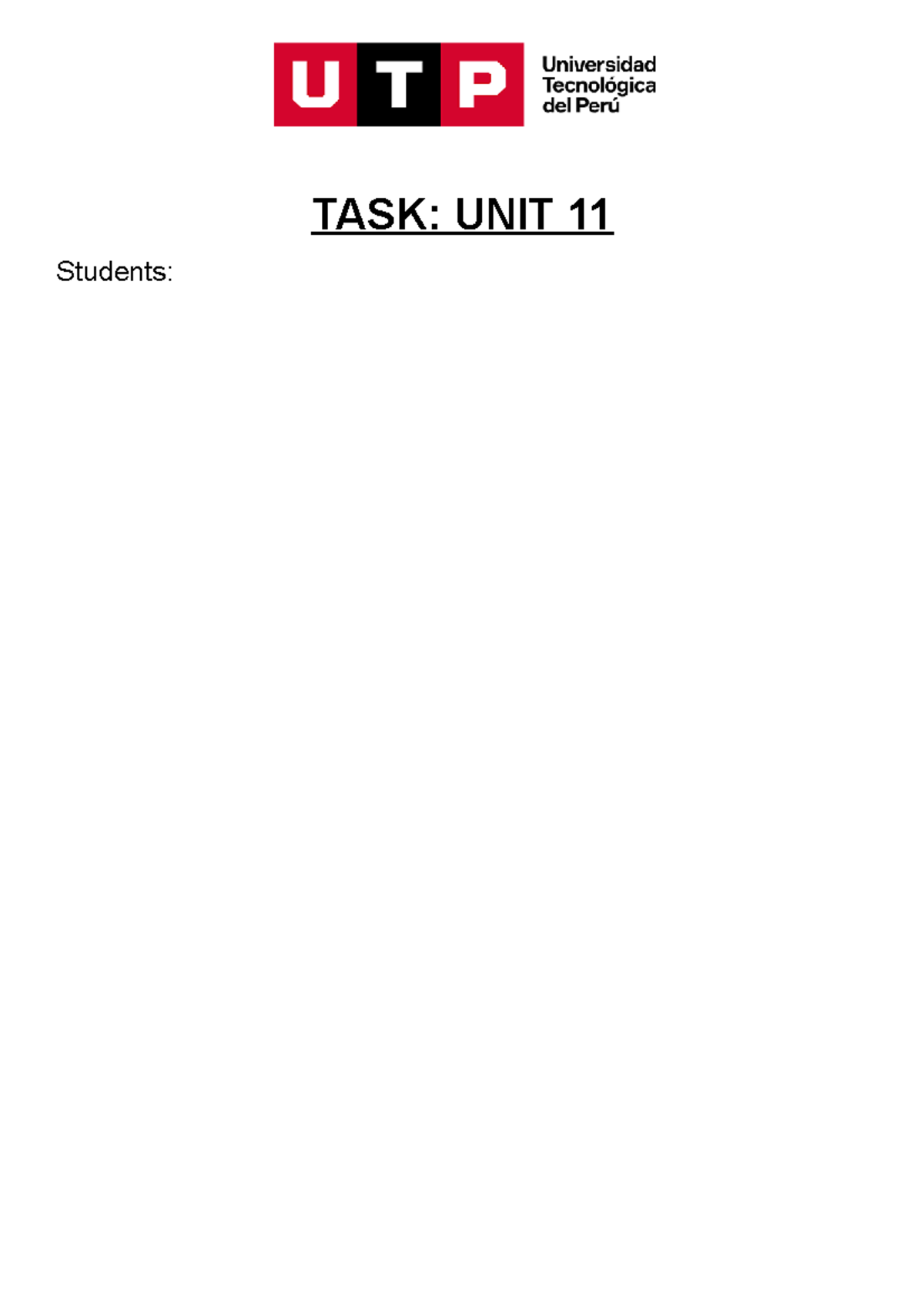 Ingles week 12 tercer ciclo - TASK: UNIT 11 Students: TASK: WEEK 12 Link: youtu/dbGU-zvc4U My ...