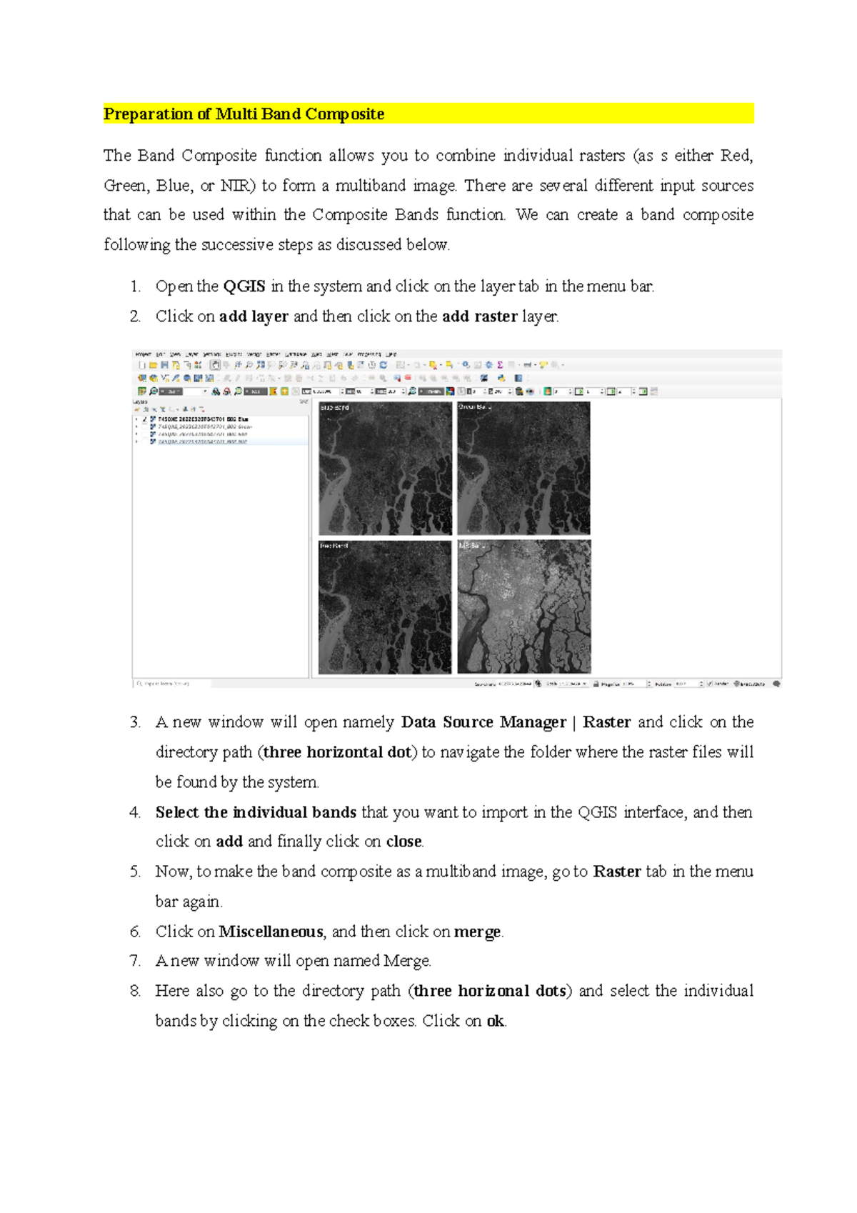 Band com KC - Band combination - Preparation of Multi Band Composite ...