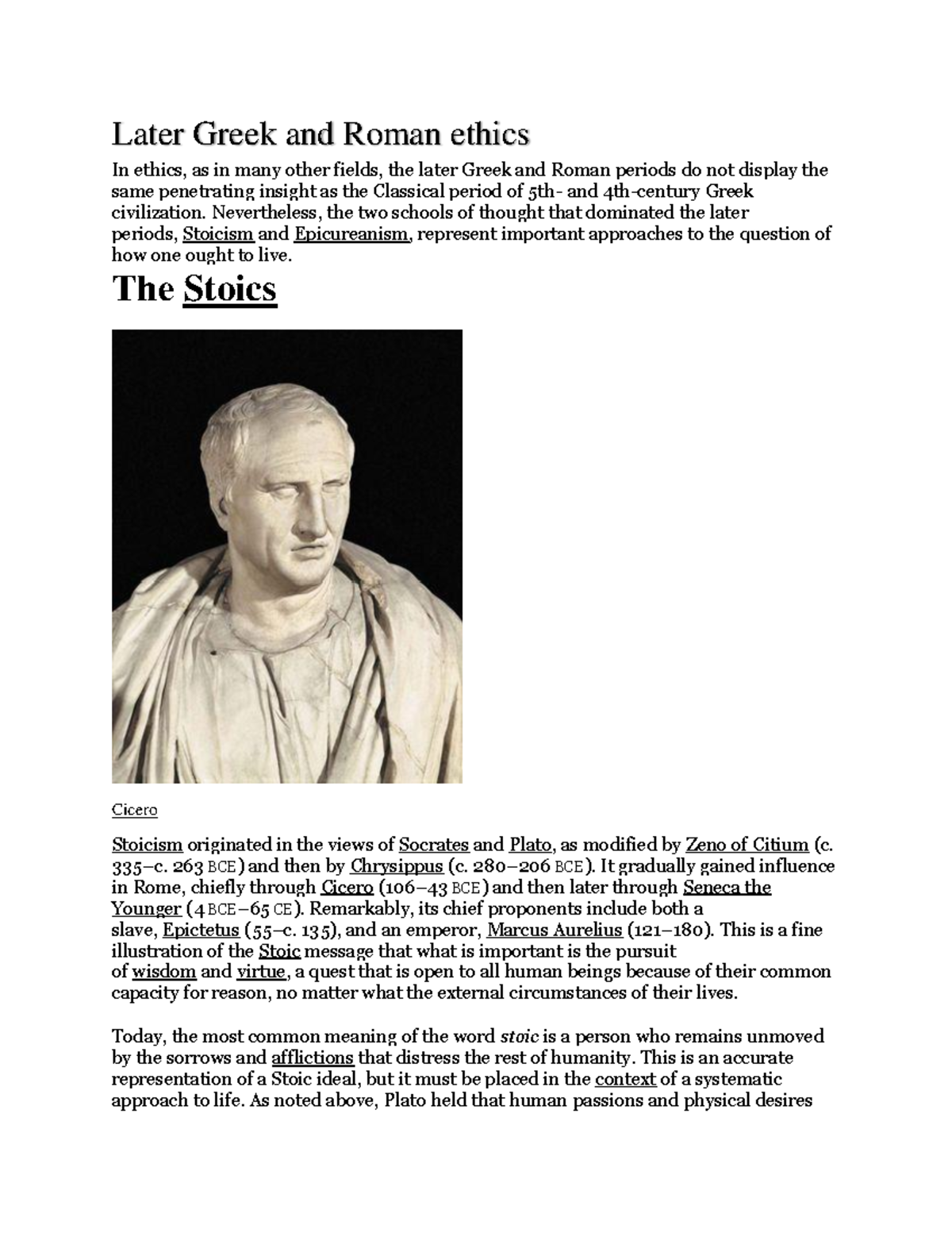 Later Greek and Roman ethics - Nevertheless, the two schools of thought ...