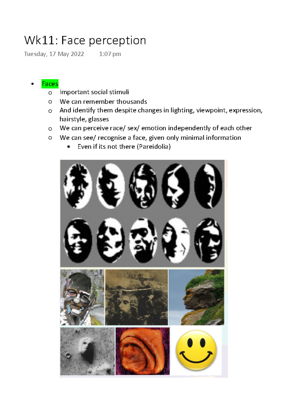 Wk11 Face perception - aces Important social stimuli We can remember ...