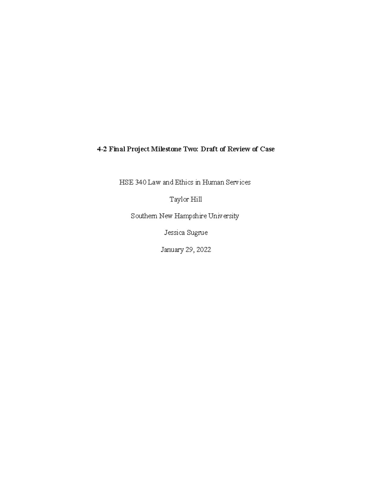 HSE 340 4 2 Milestone Two - 4-2 Final Project Milestone Two: Draft of ...