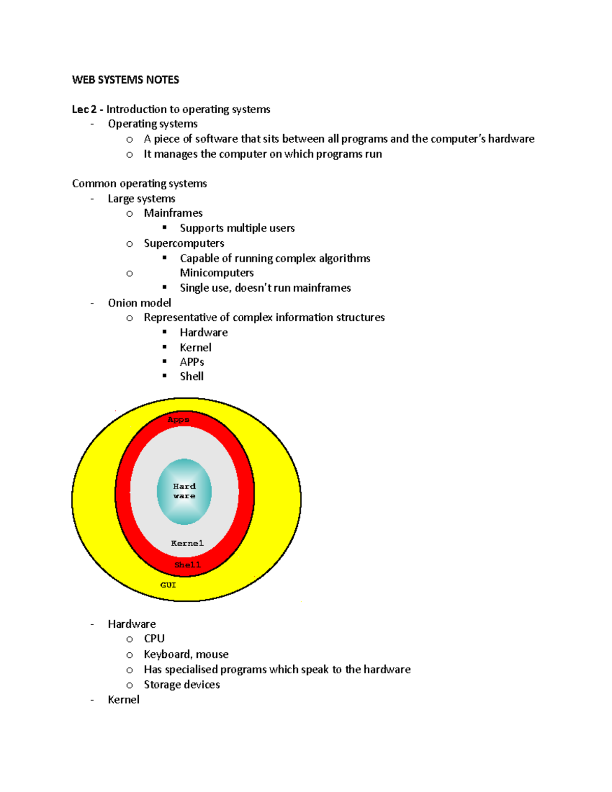 Web Systems Exam Notes Web Systems Notes Lec 2 Introduction To Operating Systems Operating