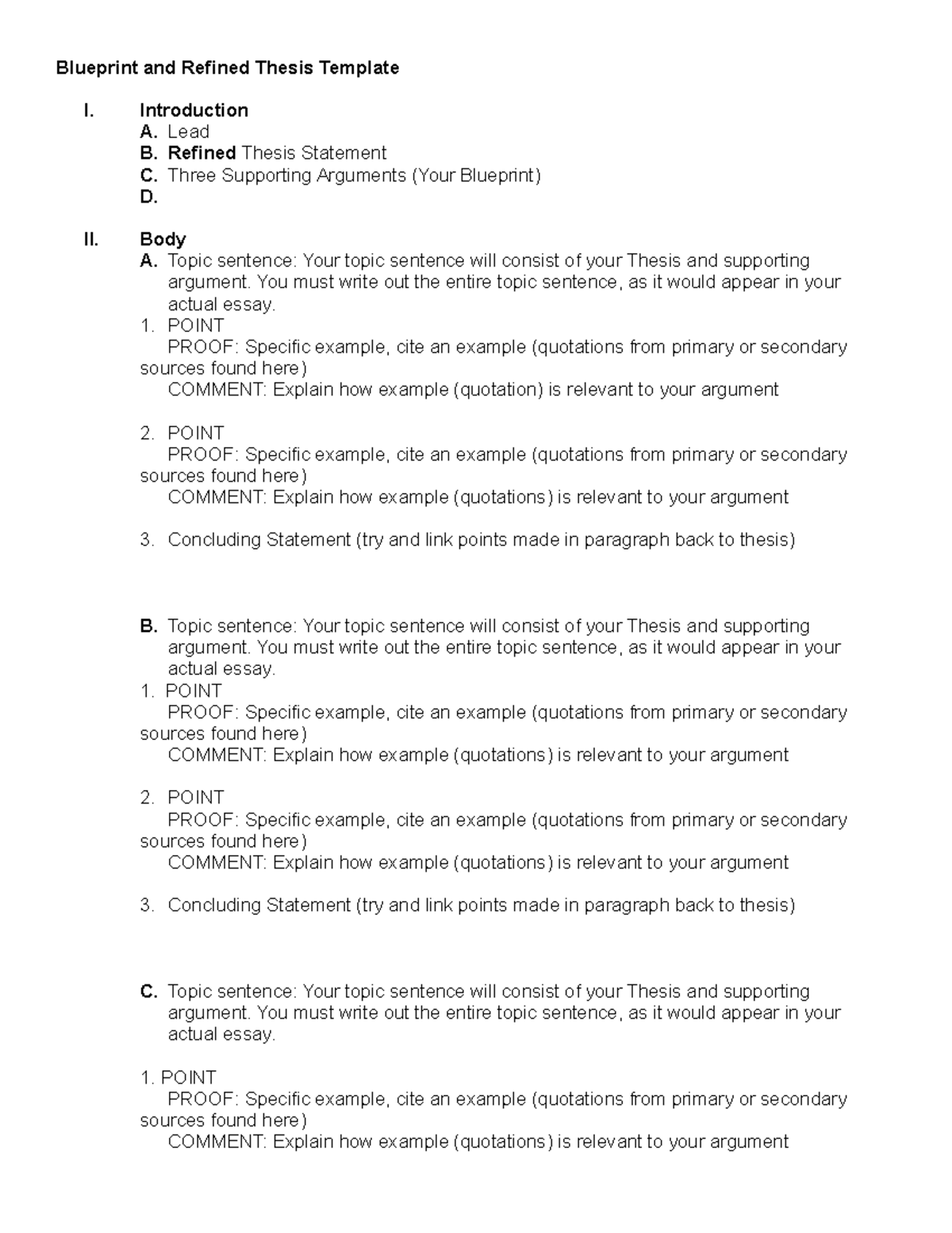 Blueprint and Refined Thesis Template (1) - Introduction A. Lead B ...