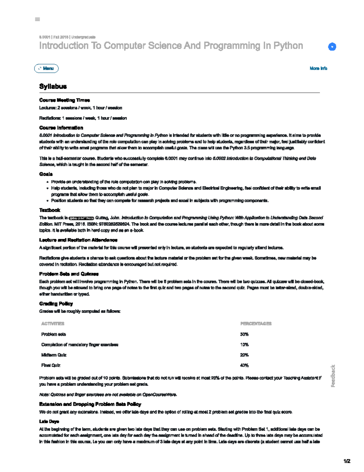 Syllabus - A great introduction to the realm of Computer Science for ...