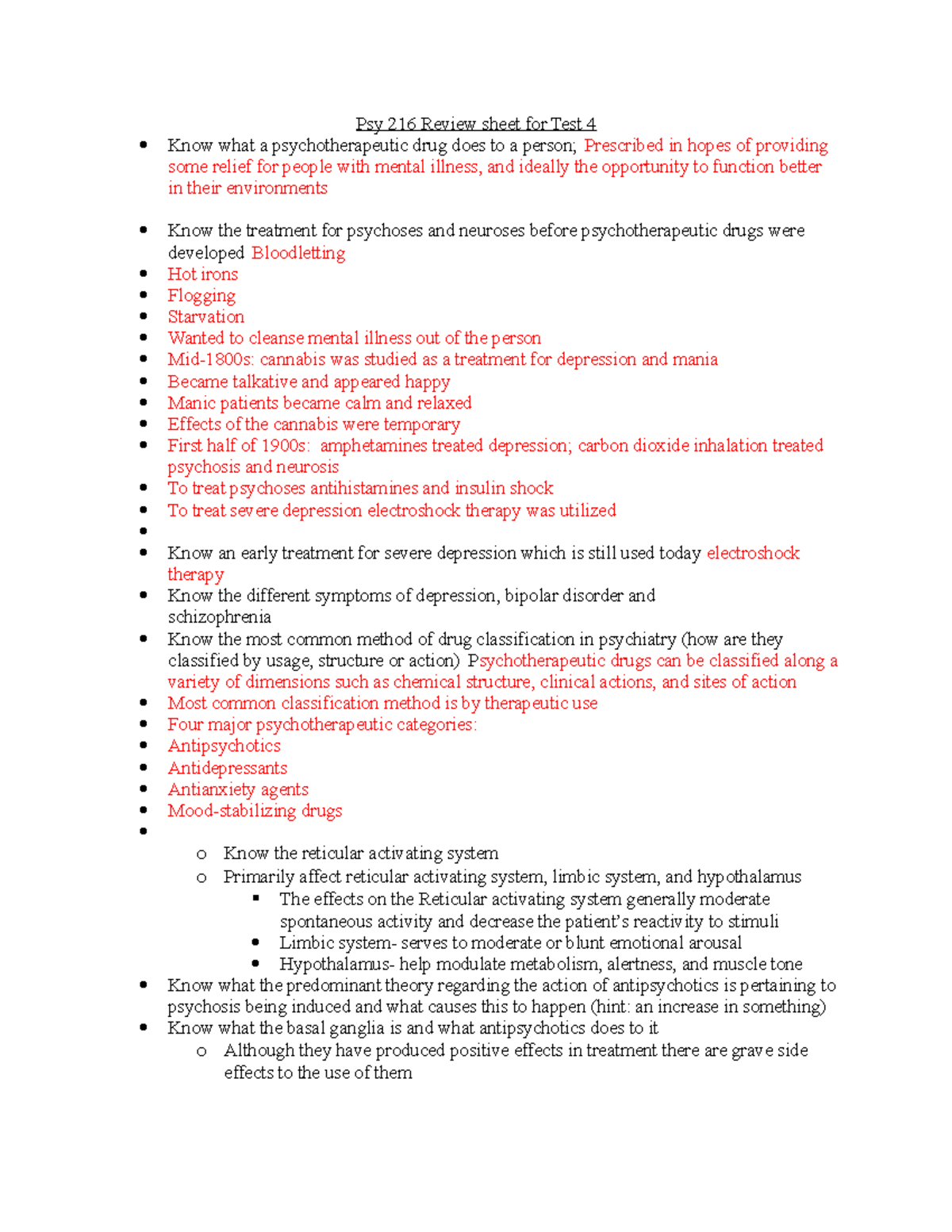 78 Study - review sheet for test 4 questions and some answers - Psy 216 ...