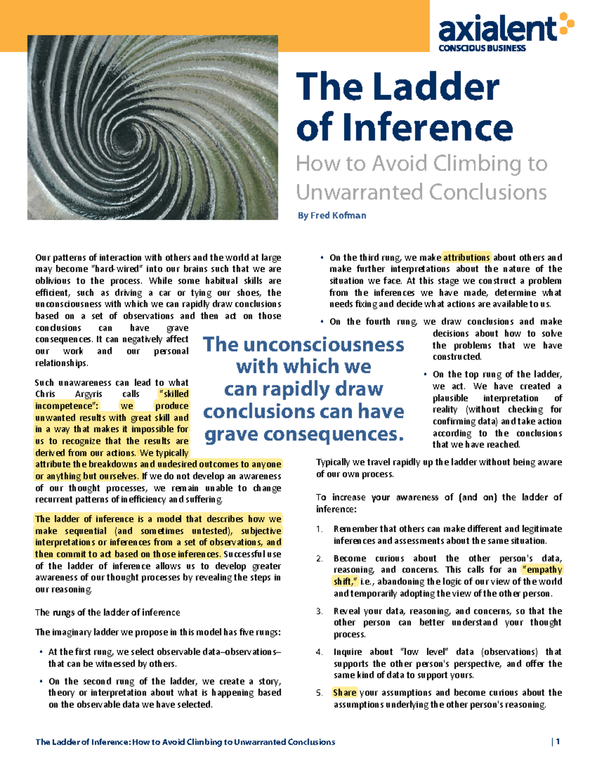 The Ladder of Inference by Fred Kofman (reading #2) - The Ladder of ...