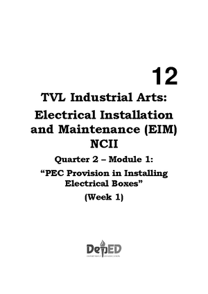 EIM Grade 12 Modules - 12 TVL Industrial Arts: Electrical Installation ...