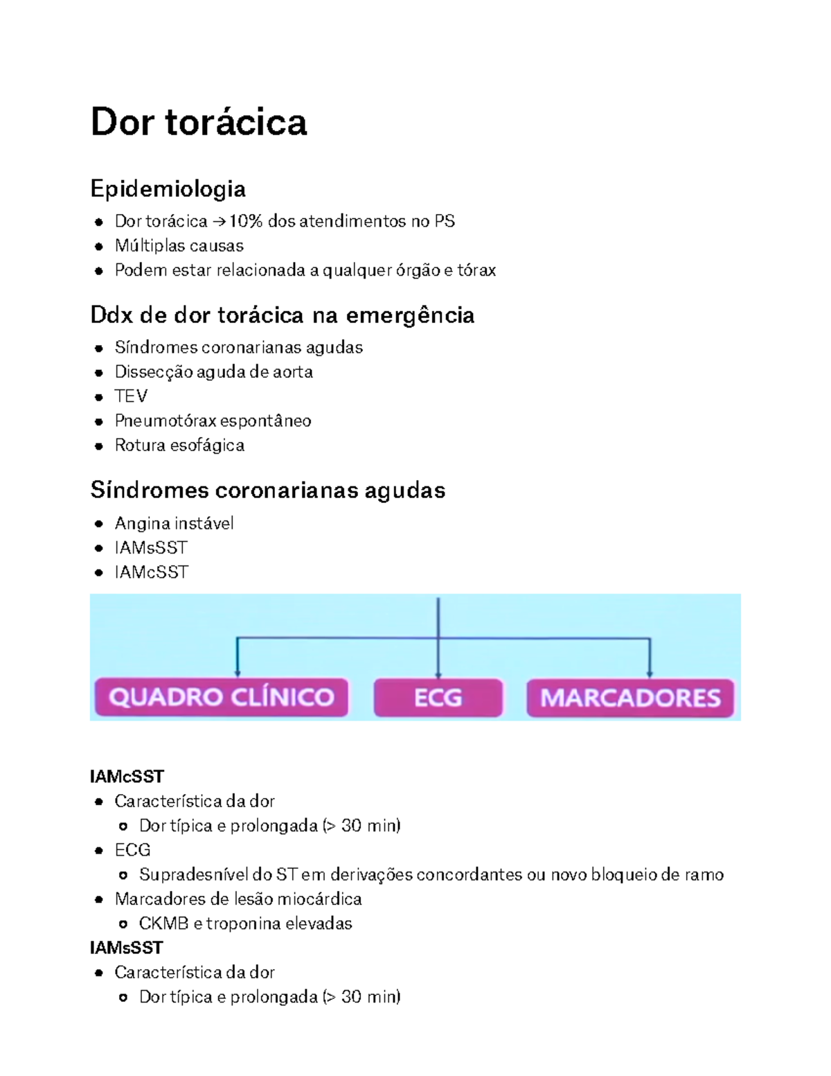 Dor torácica - Resumo Principios de medicina interna, 19 ed. - Dor ...