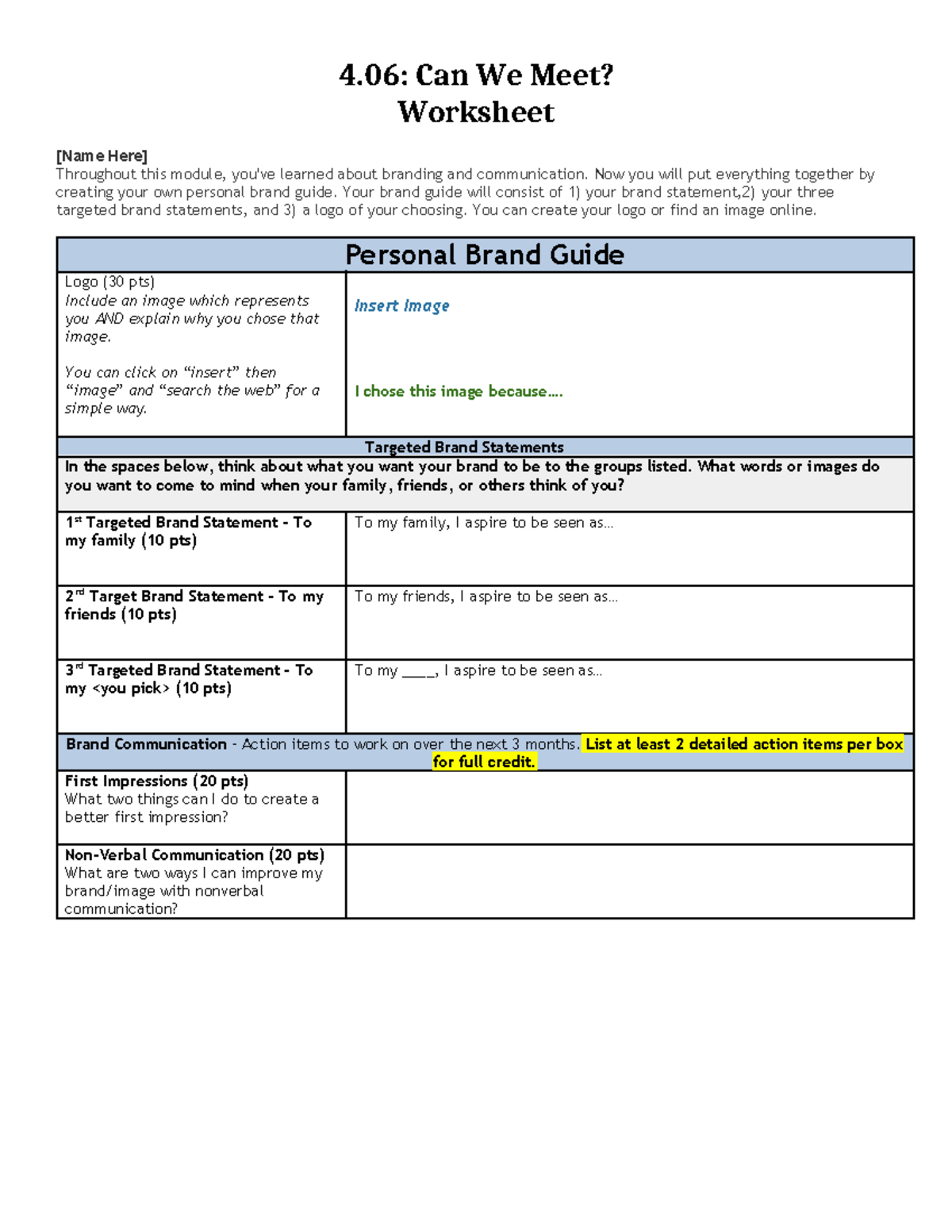 4.06Can We Meet - can we meet assignment - 4: Can We Meet? Worksheet ...