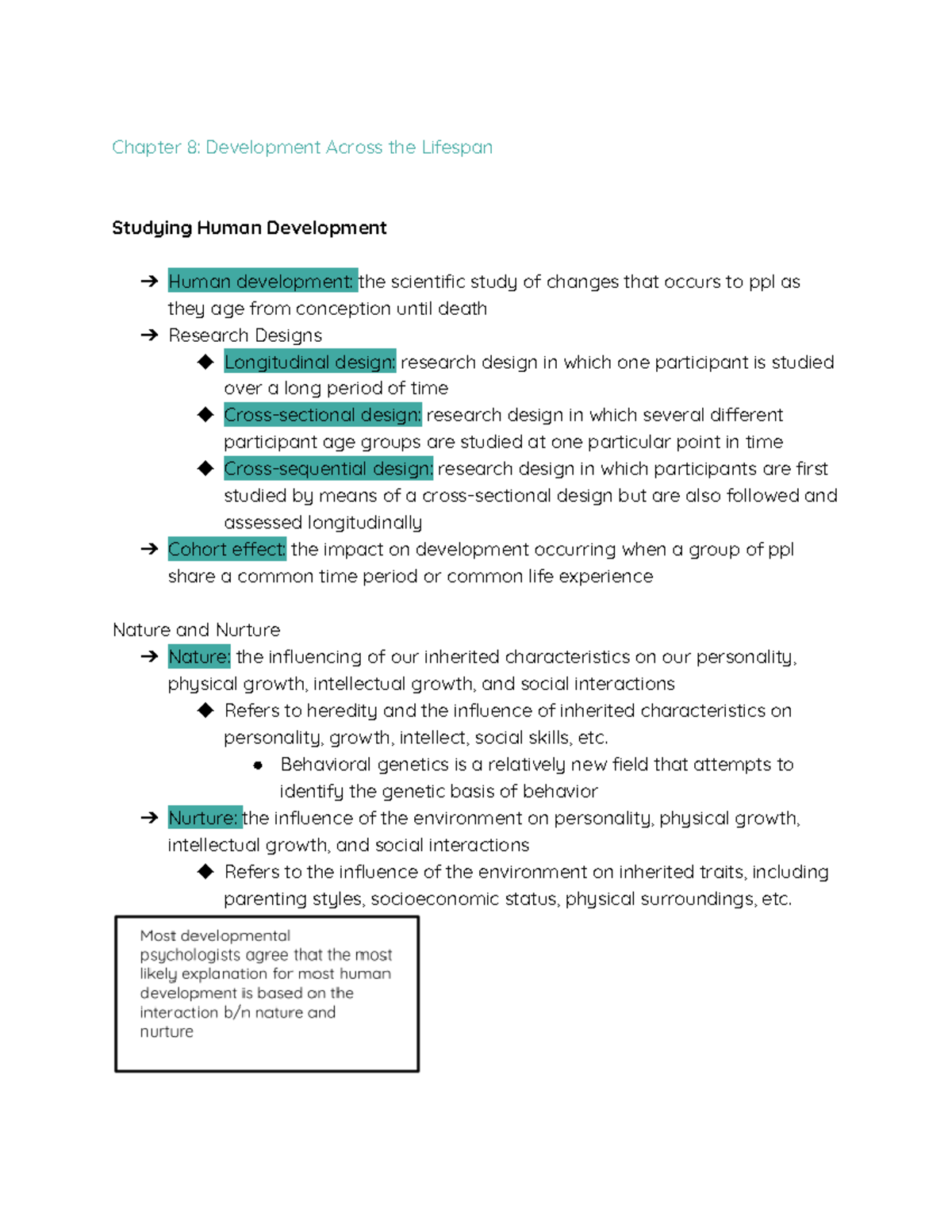 Chapter 8 Development Across the Lifespan - Chapter 8: Development ...