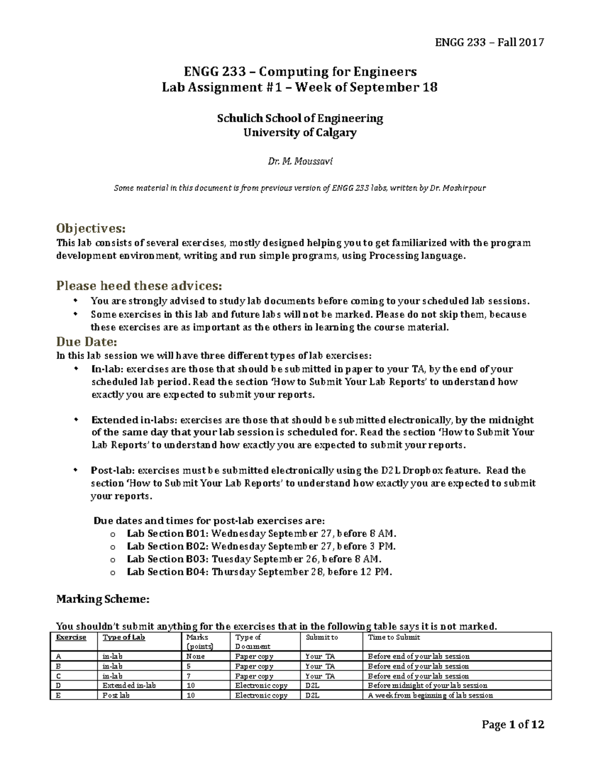 ENGG 233 - Lab Assignment 1 2017 - ENGG 233 – Fall 2017 ENGG 233 ...