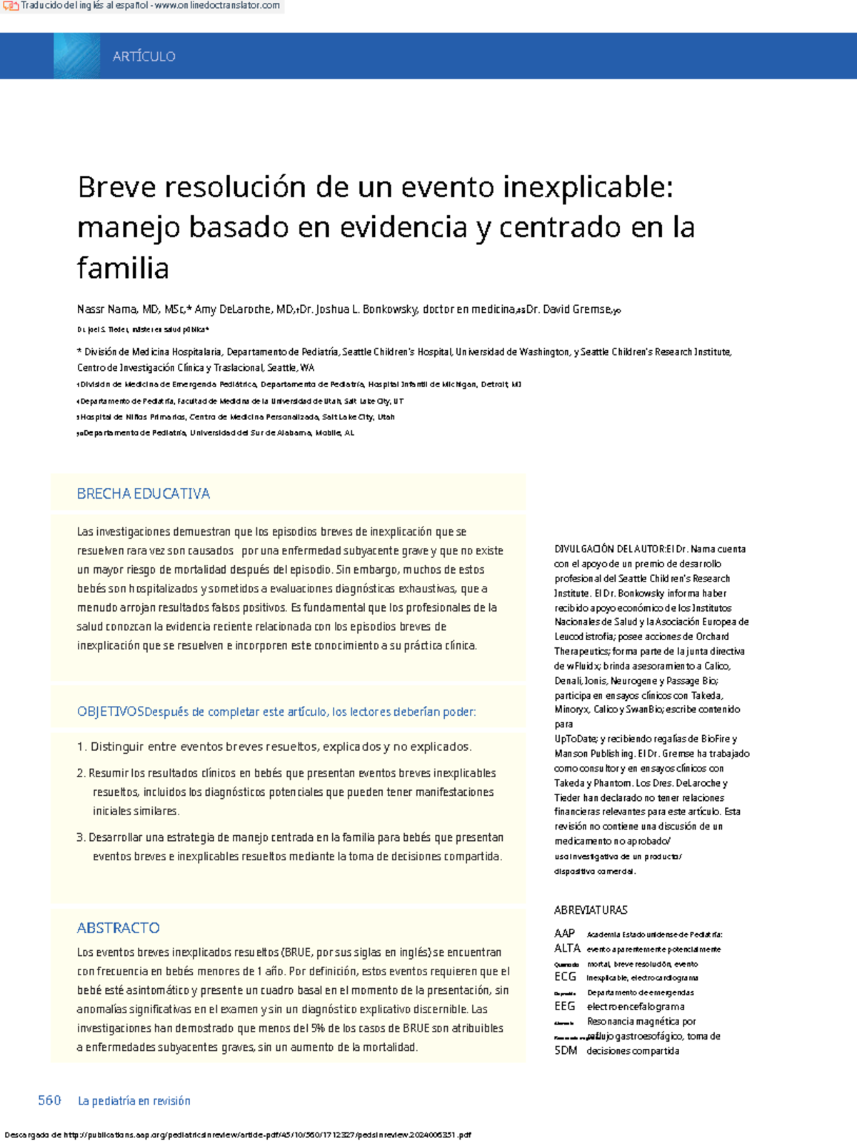 Brief Resolved Unexplained Event. PED IN Review OCT 2024 OK - ARTÍCULO ...