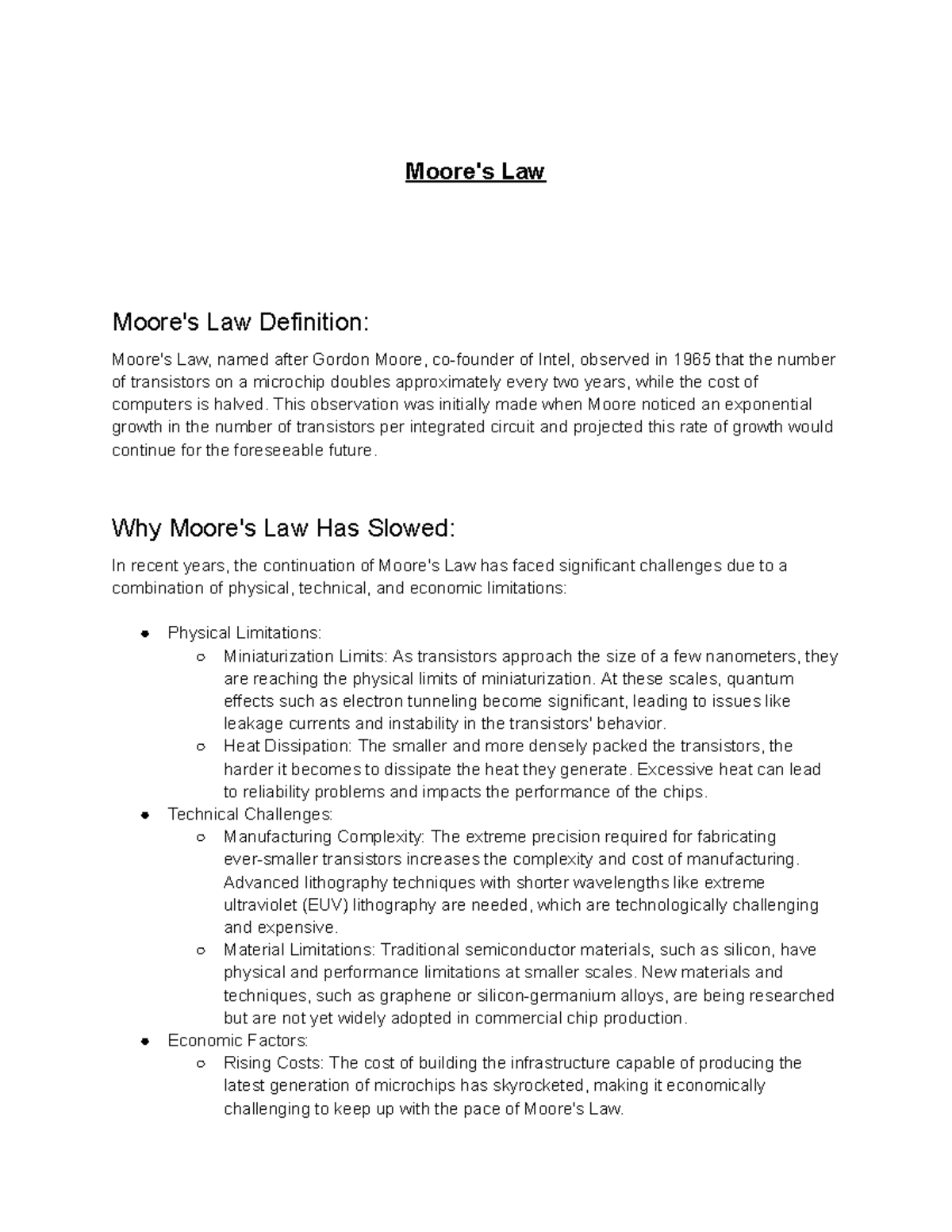 Moore's Law - Moore's Law - Moore's Law Moore's Law Definition: Moore's ...