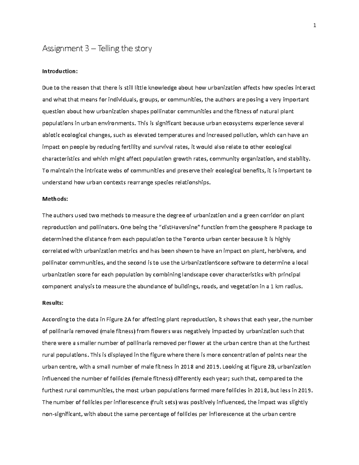 Assignment 3 – Telling the story - 1 Assignment 3 – Telling the story ...