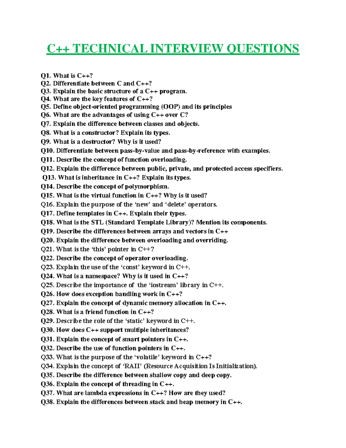 C Technical Interview Questions C Technical Interview Questions