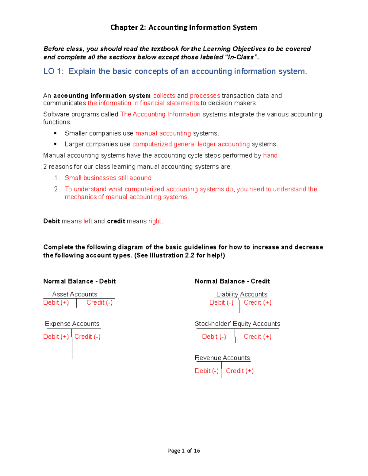 Chapter 2 Notes - Before class, you should read the textbook for the ...