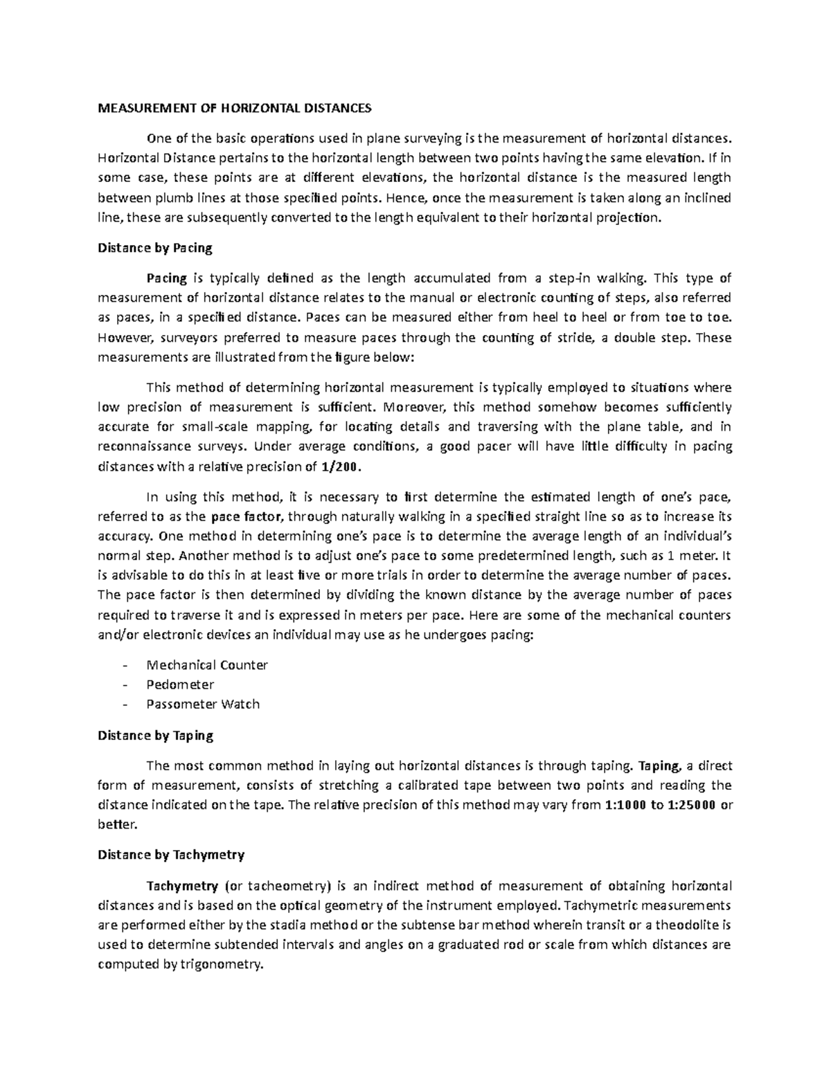 Measurement OF Horizontal Distances IN Surveying - MEASUREMENT OF ...