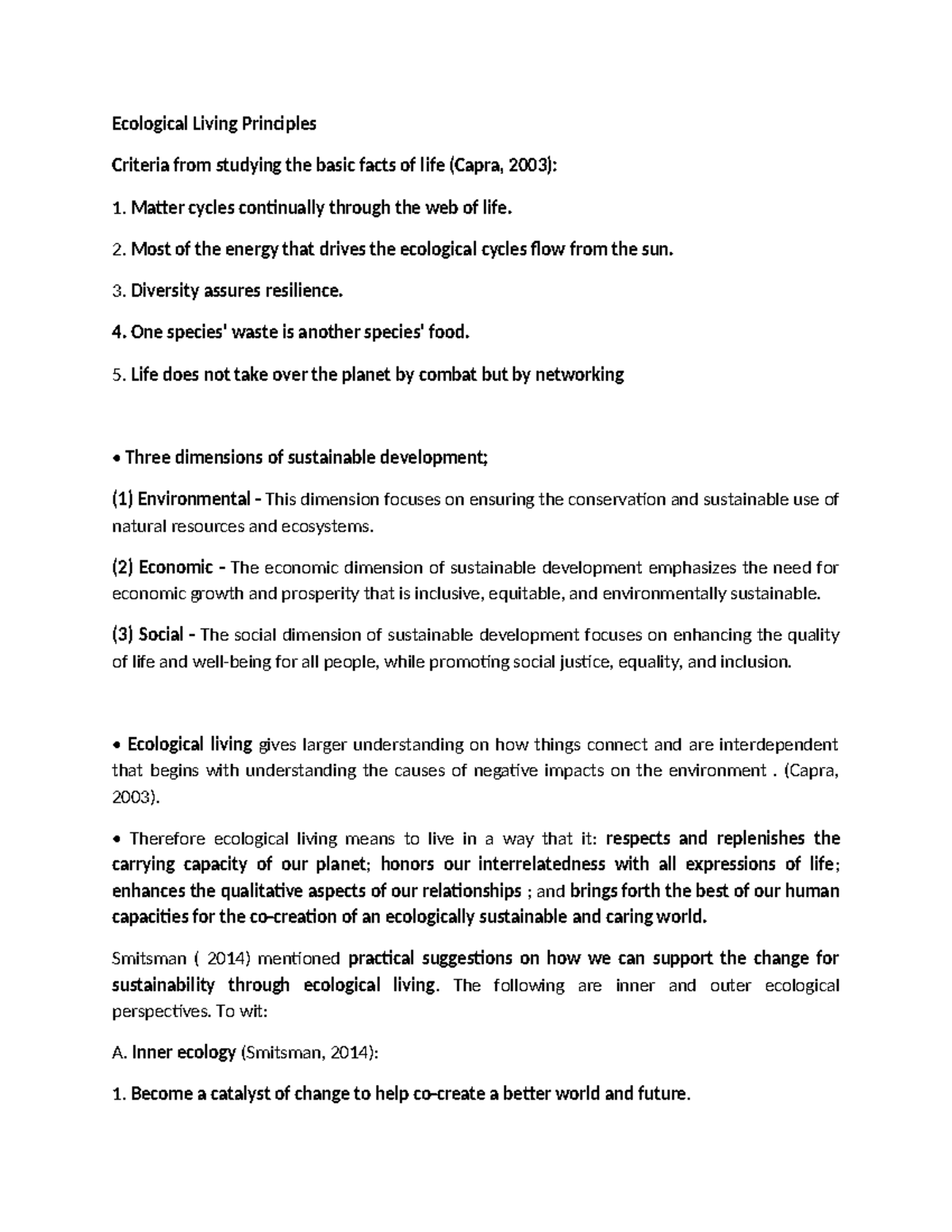 Written report in literary criticism - Ecological Living Principles ...