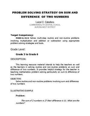 Mathematics Grade 2 Q2 Module 5 Performing Order Of Operations v4 ...