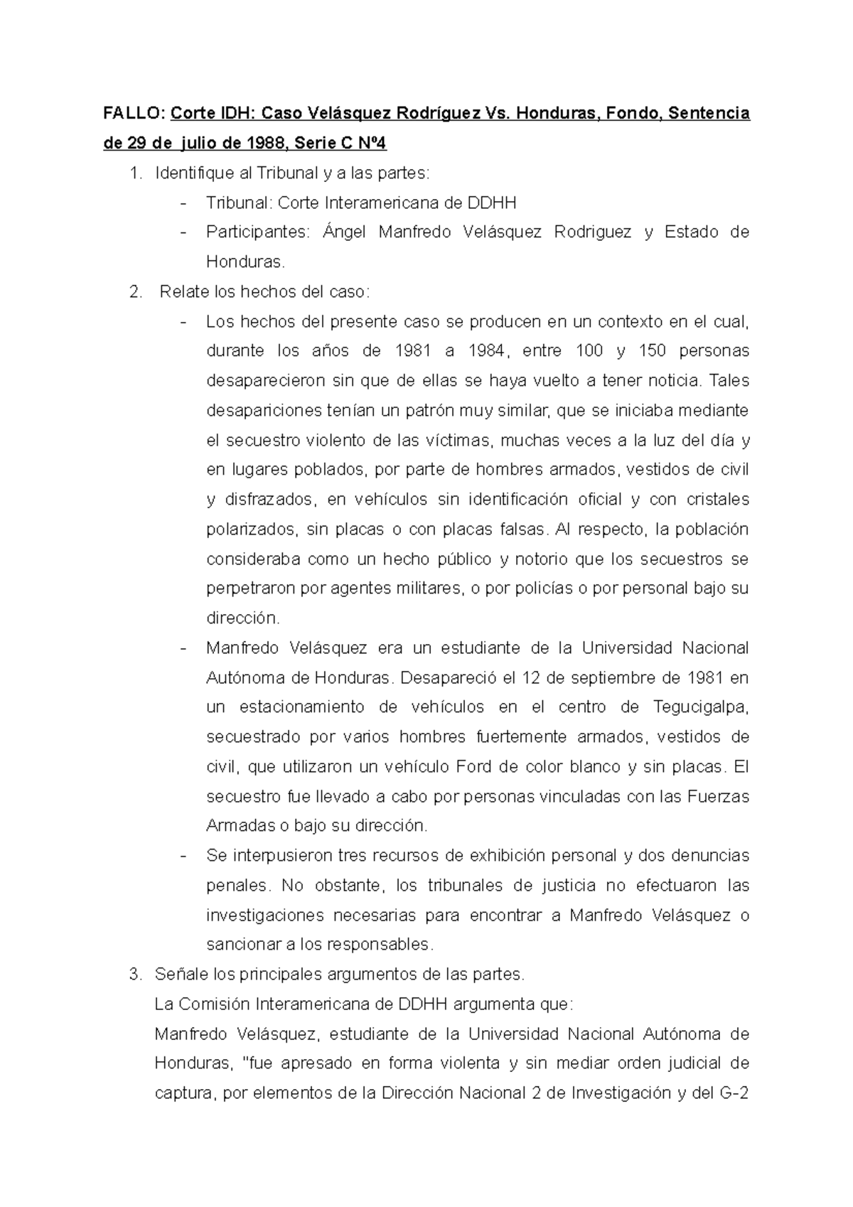 CASO Velasquez Rodriguez DDHH - FALLO: Corte IDH: Caso Velásquez ...