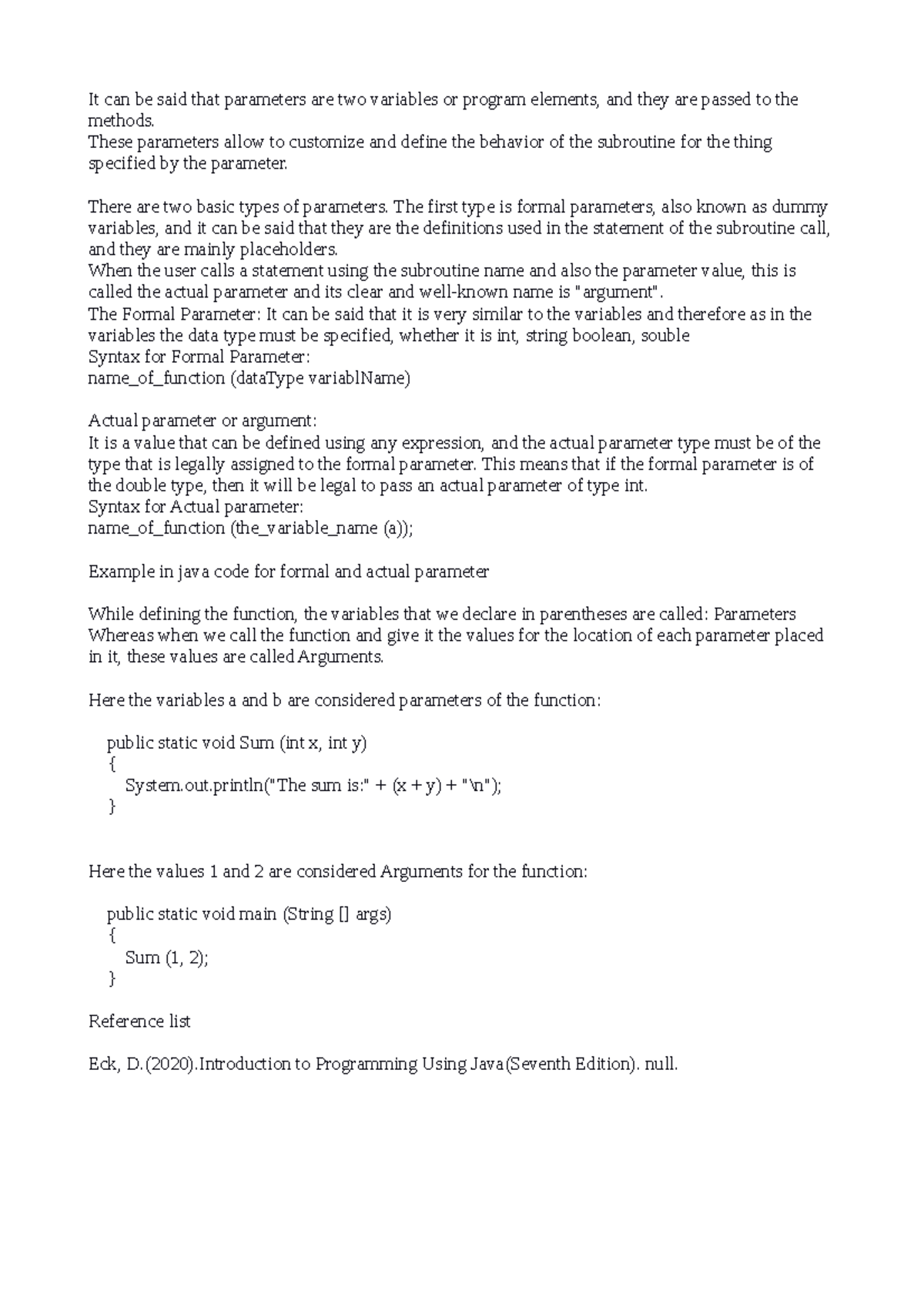 Disc3 Discussion Assignment Unit 3 It Can Be Said That Parameters Are Two Variables Or