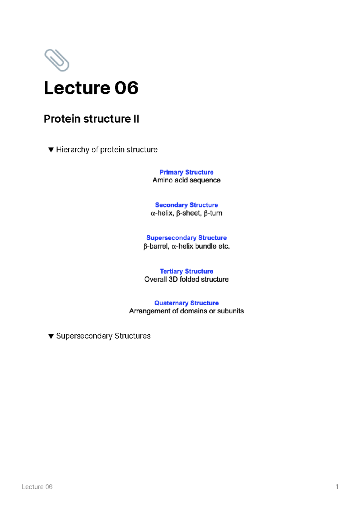 Lecture 06 Protein Structure Lecture ԅԍ Ԇ  Lecture 06 Protein