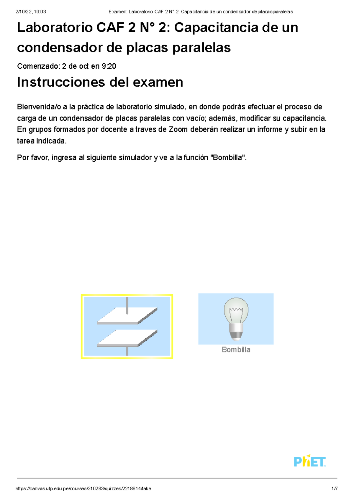 Laboratorio CAF 2 N° 2 Capacitancia de un condensador de placas paralelas - En grupos formados ...