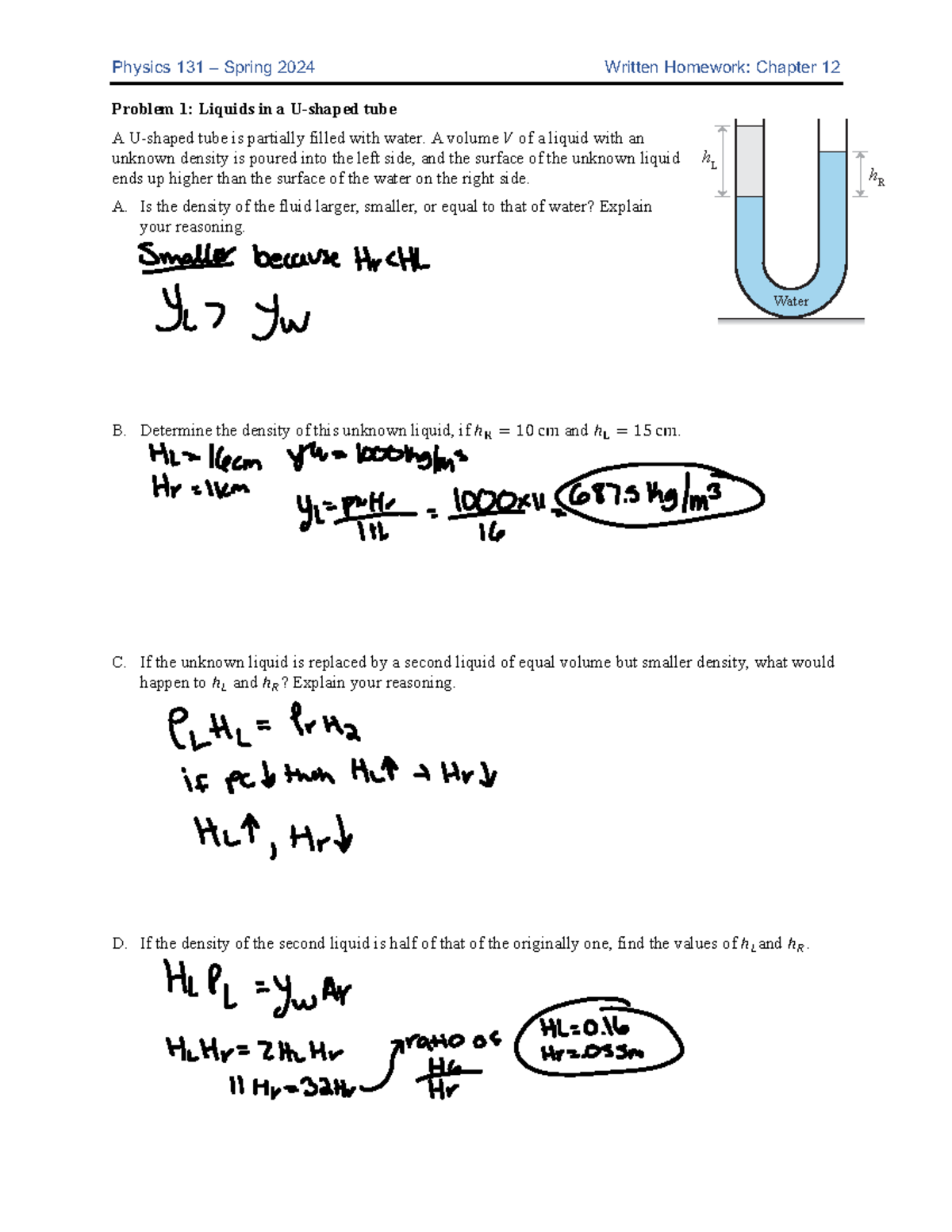Ch12 - Written Problems - Physics 13 1 – Spring 2024 Written Homework: Chapter 12 Problem 1 ...
