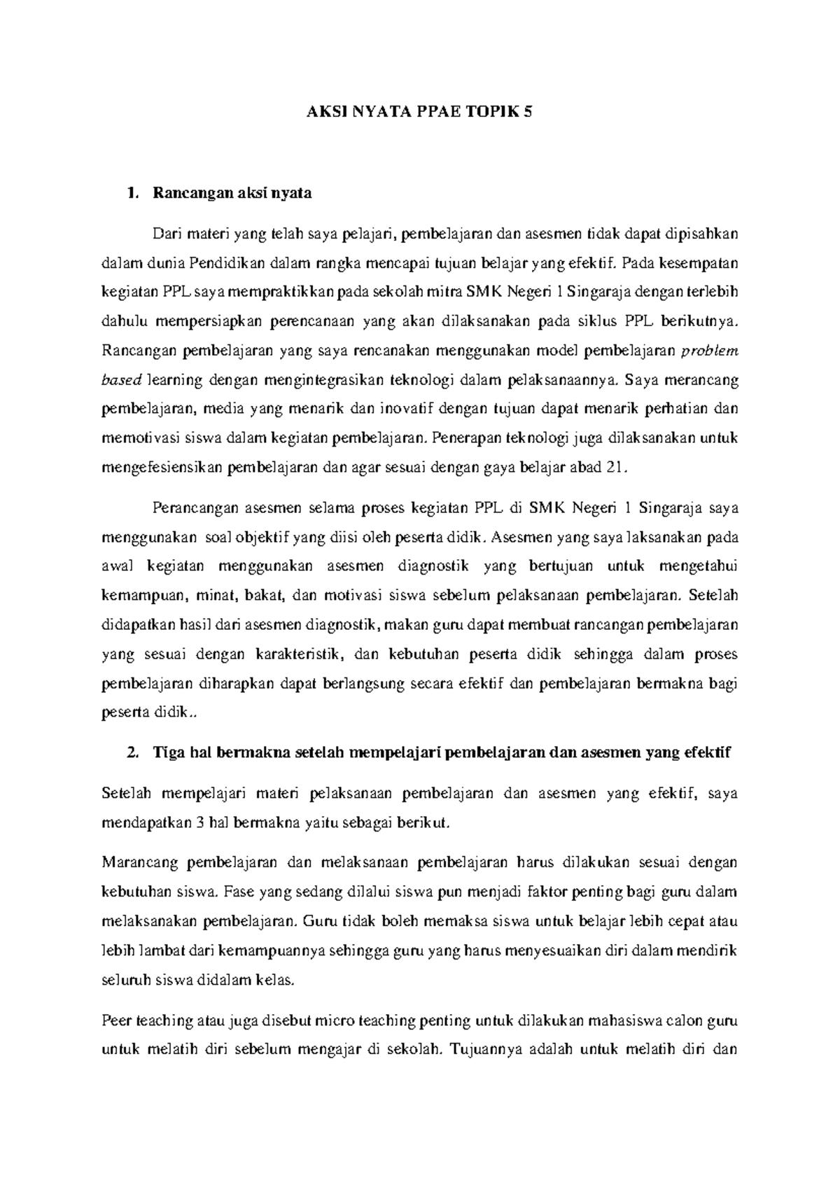 Contoh AKSI Nyata - AKSI NYATA PPAE TOPIK 5 Rancangan aksi nyata Dari ...