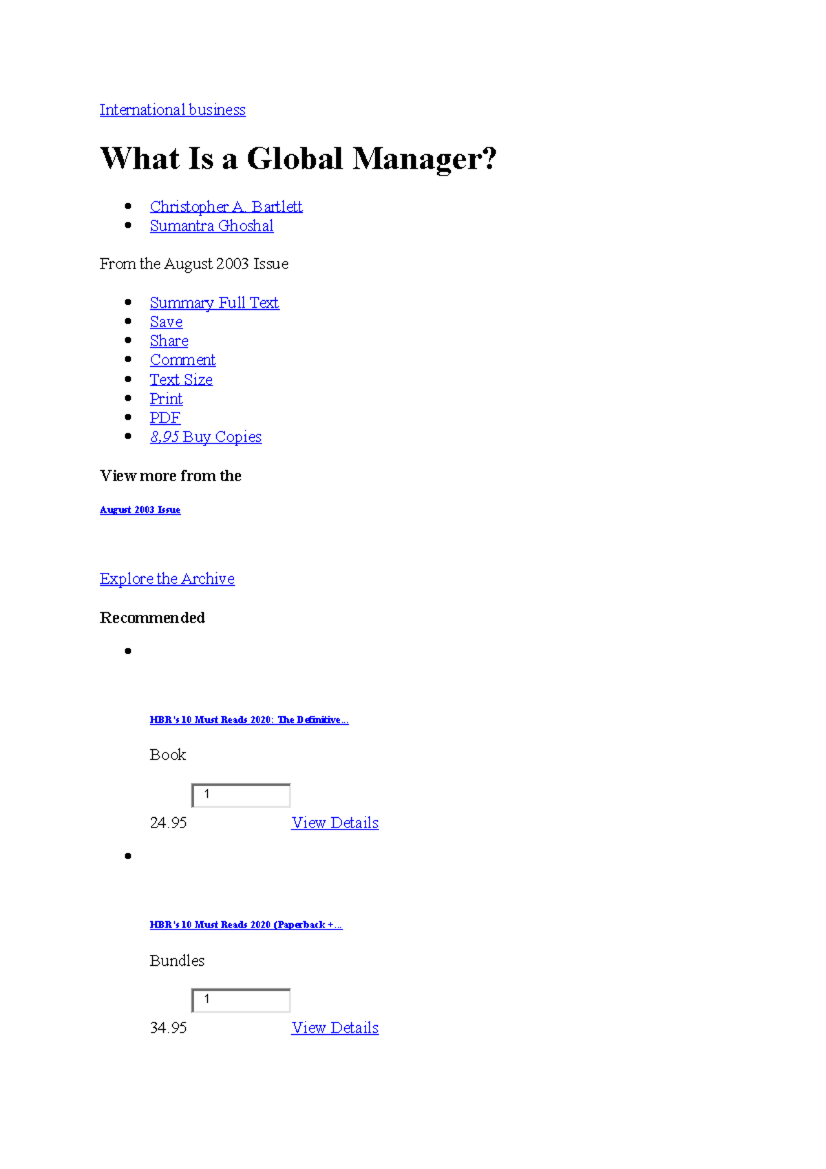 What is a global manager. Bartlett.Ghoshal.2003 . IB - International ...