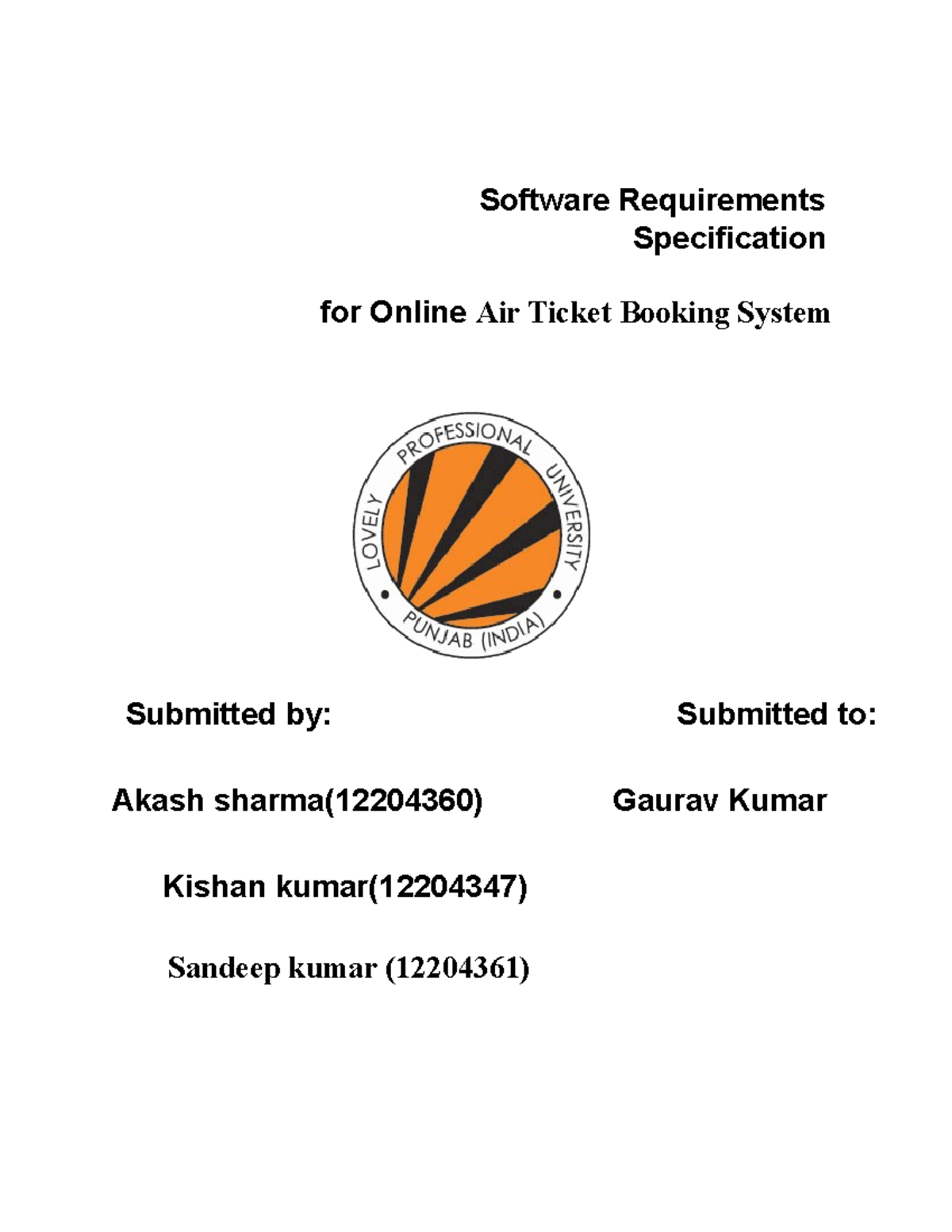 Software Requirements Specification for online airticket booking system - Software Requirements ...