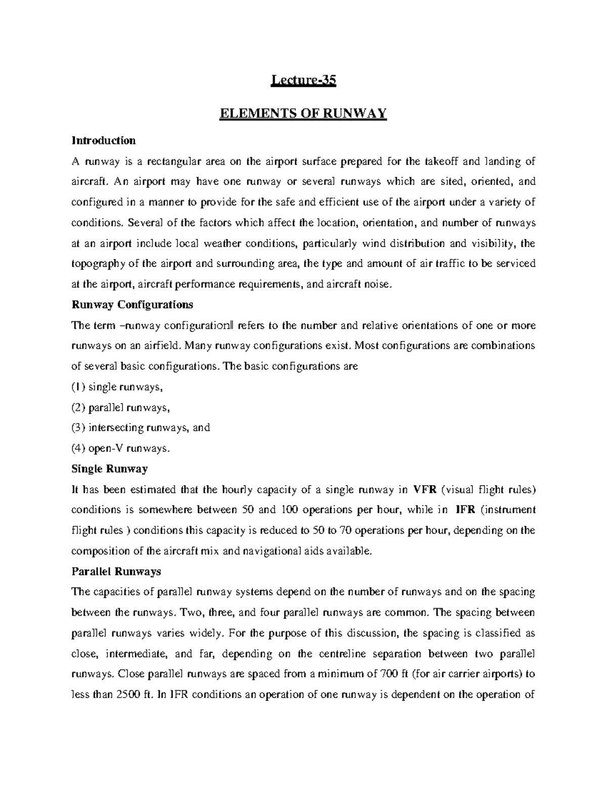Elements OF Runway - Lecture notes Transportation engineering 2 ...