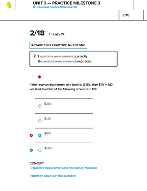 Milestone 1 Unit 1 Macro - UNIT 1 MILESTONE 1 Sophia Learning 1 Which ...