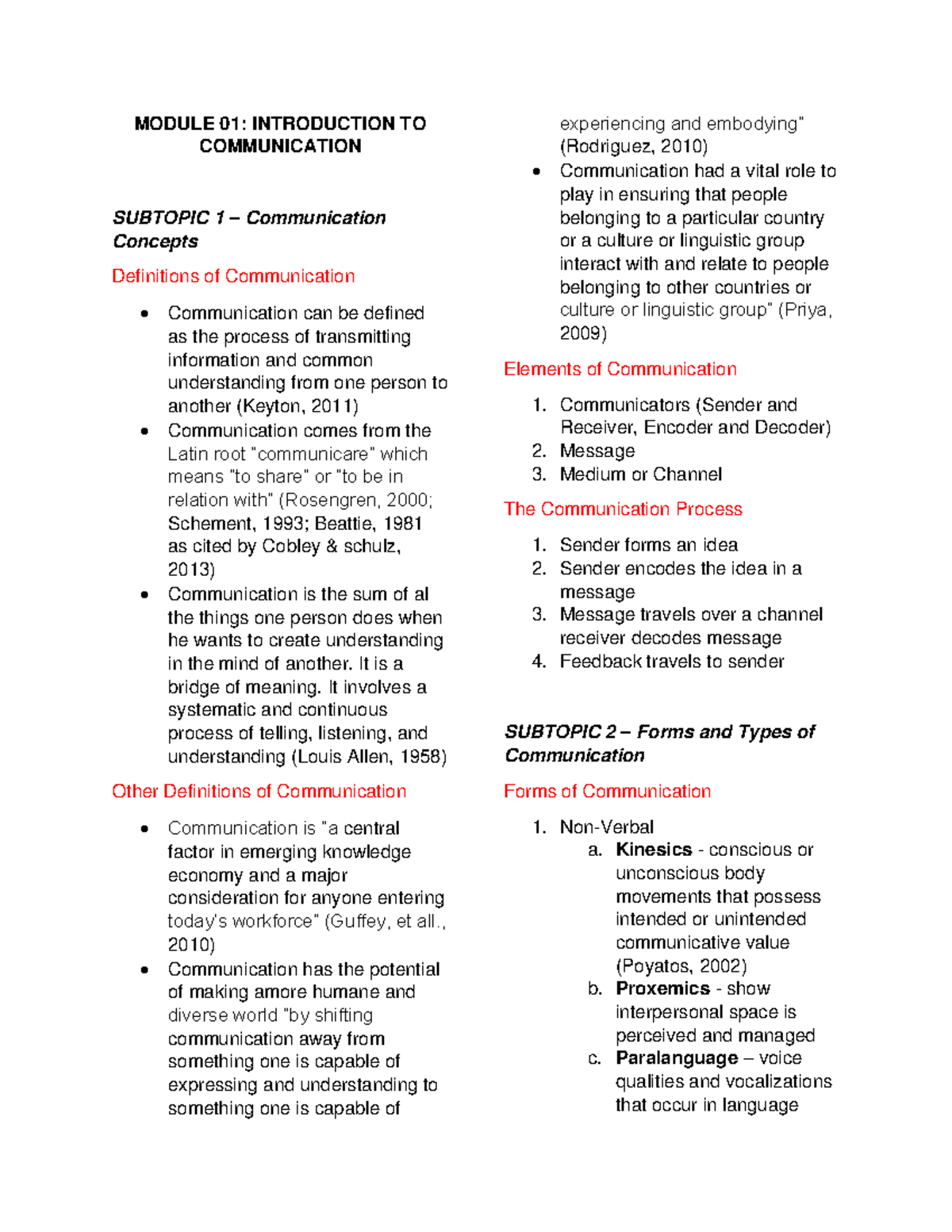 Purposivecommunication- Module 01- Reviewer - MODULE 01: INTRODUCTION TO COMMUNICATION SUBTOPIC ...