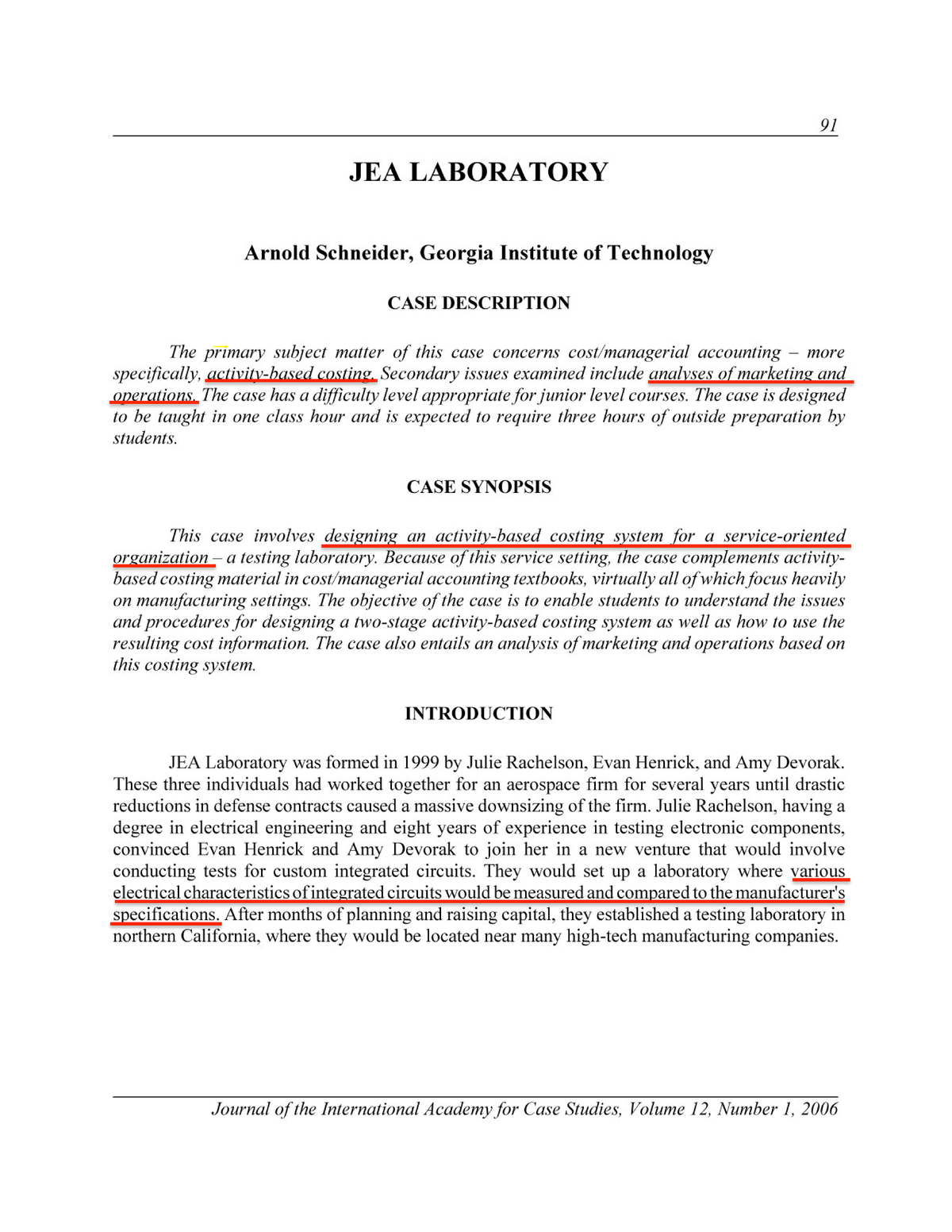 Case JEA Laboratory - Taught in semester 1, 2018 - Strategic Management ...