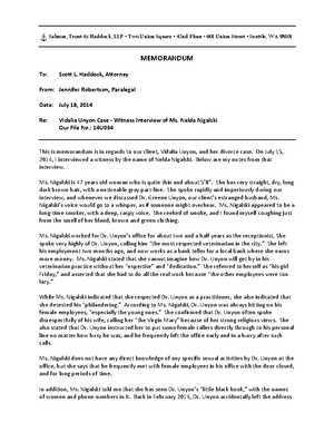 Witness Interview PLAN - WITNESS INTERVIEW PLAN File: The Rowdy Outlaw ...