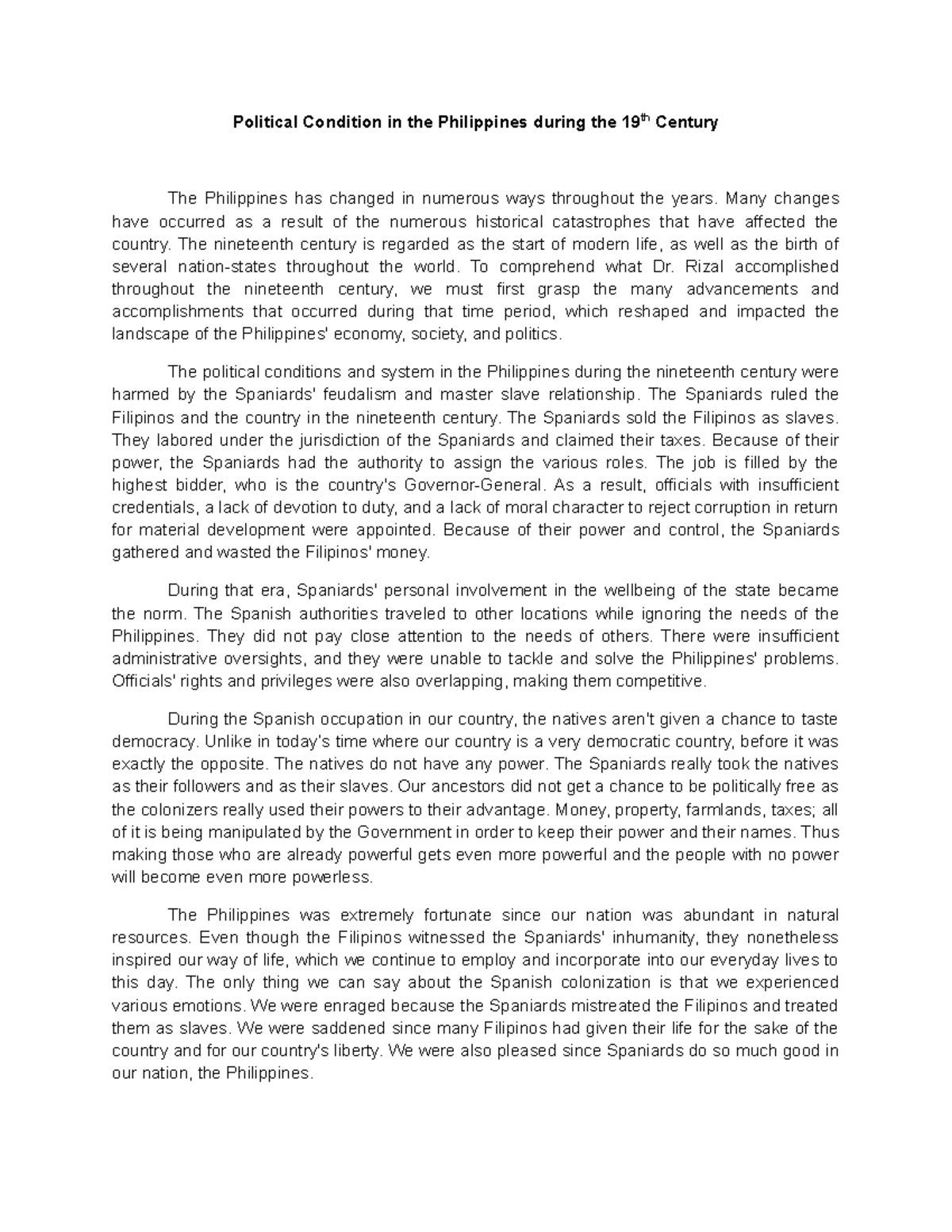 Political Condition in the Philippines during the 19th Century - Many ...