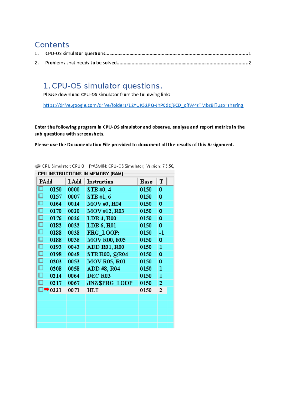 439112681 Assignment set 03 docx - Contents CPU-OS simulator - Studocu