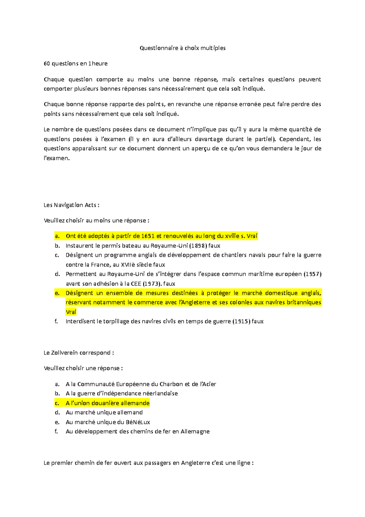 Exemple de QCM - hfe qcm - Questionnaire à choix multiples 60 questions ...
