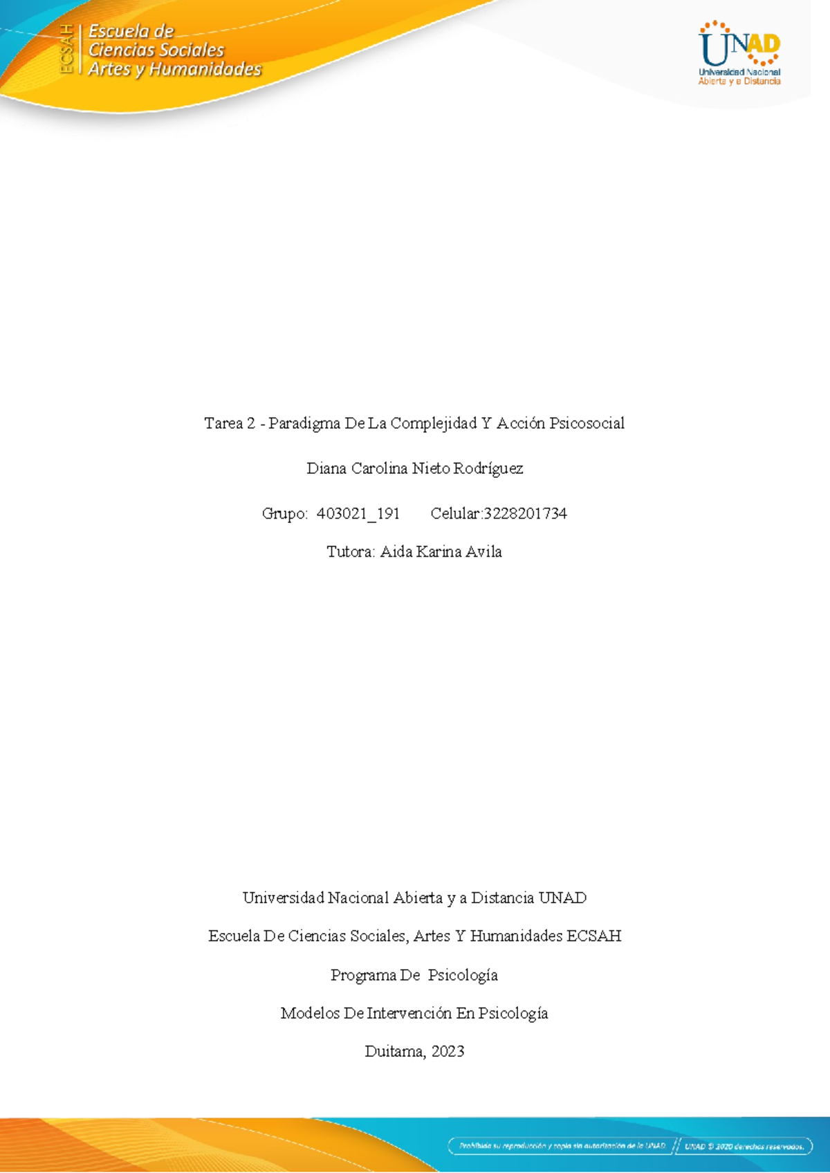 Tarea 2 - Paradigma De La Complejidad Y Acción Psicosocial - Diana ...