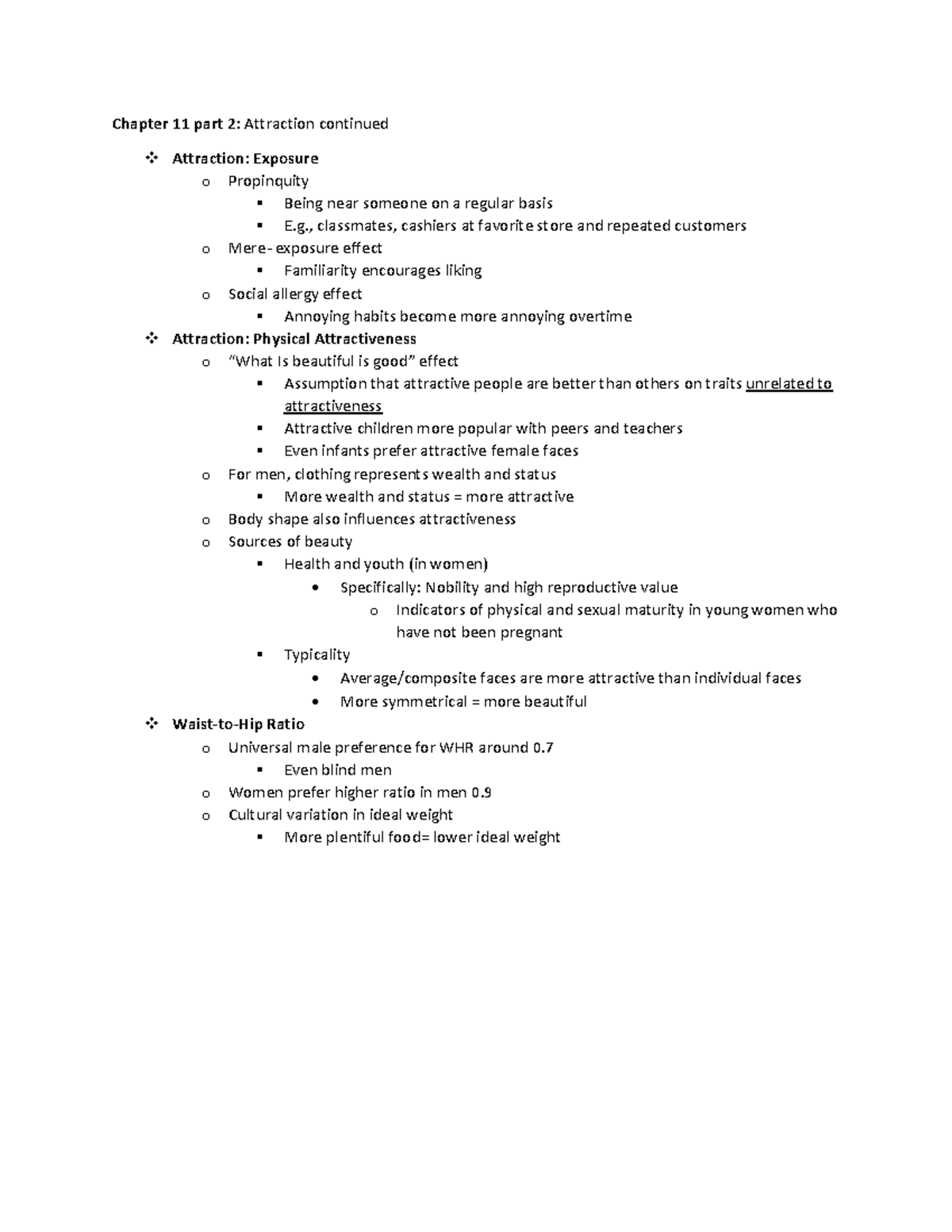 Chapter 11 part 2 - notes - Chapter 11 part 2: Attraction continued ...