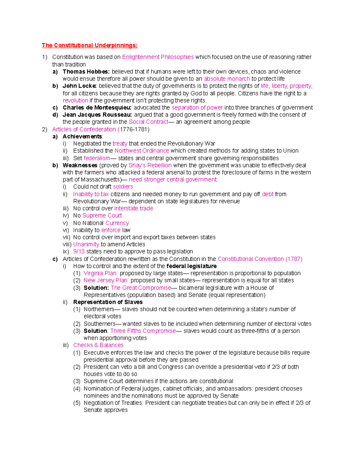 Constitutional Underpinnings AP Government Notes - The Constitutional ...
