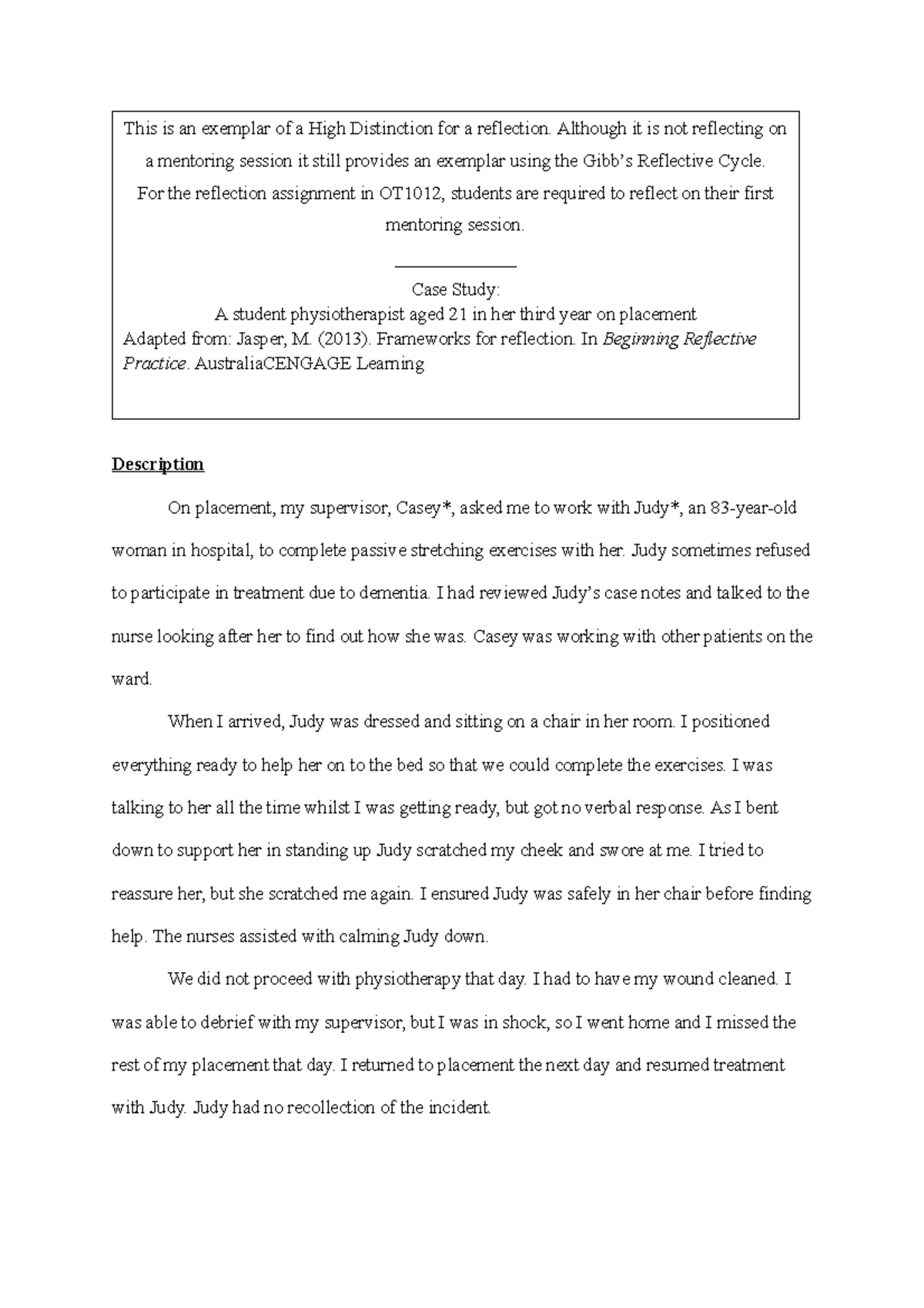 HD Exemplar annotated - . Description On placement, my supervisor ...